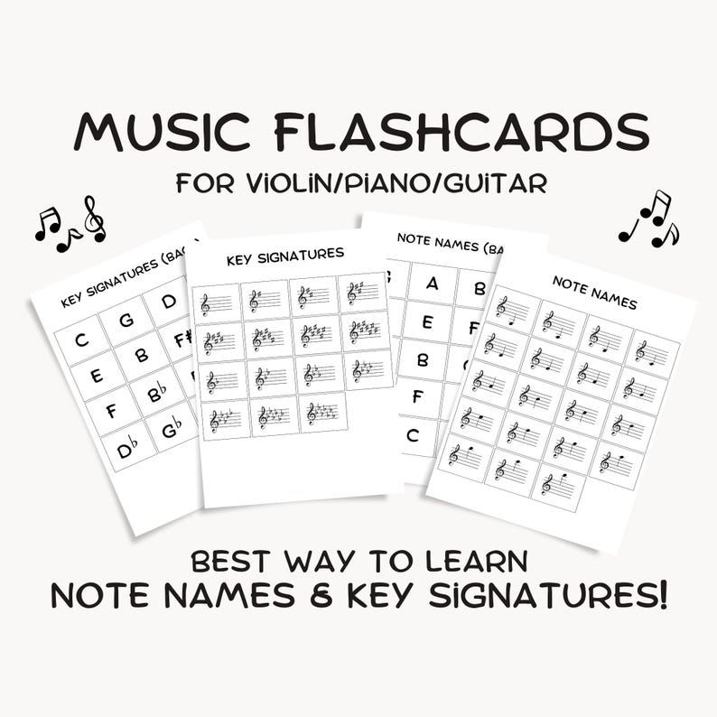 Printable Music Flashcards PDF for Students & Teachers | Learn Key ...