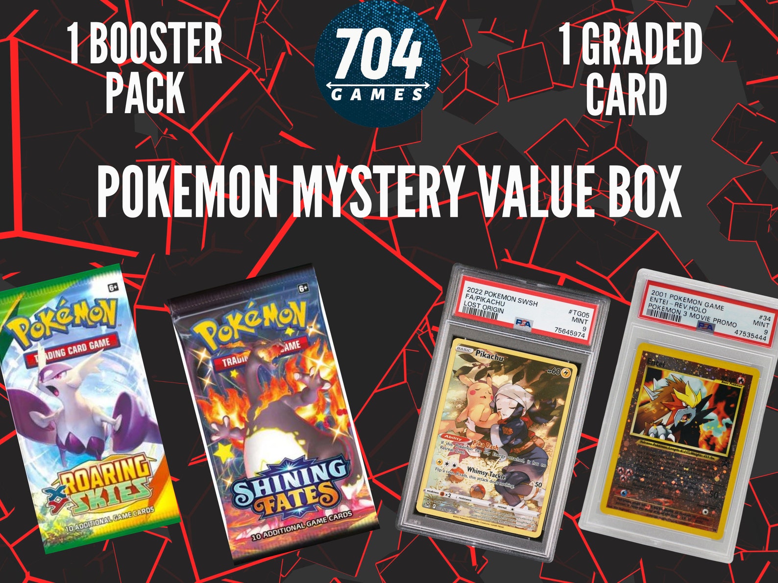 Pokemon Value Mystery Box 1 Graded Card And 1 Booster Pack 1 10 Will