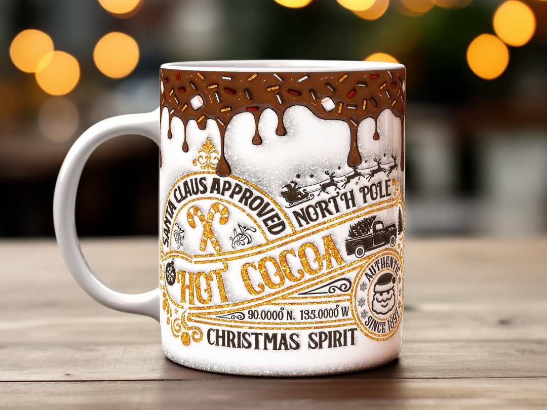 Santa Claus North Pole Drip Glitter 3D Inflated Christmas Mug - Etsy UK