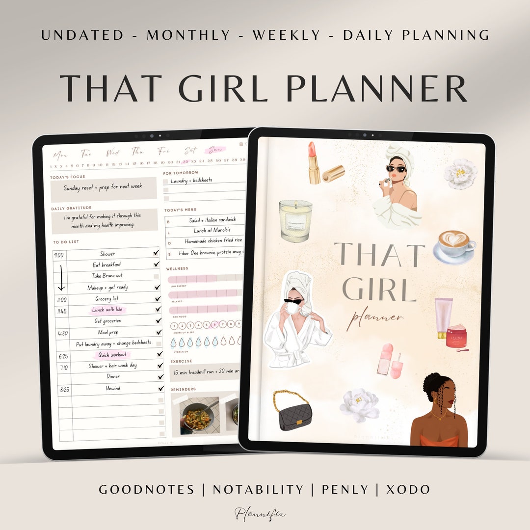 That Girl Planner Digital Planner Undated Digital Planner Minimalist ...