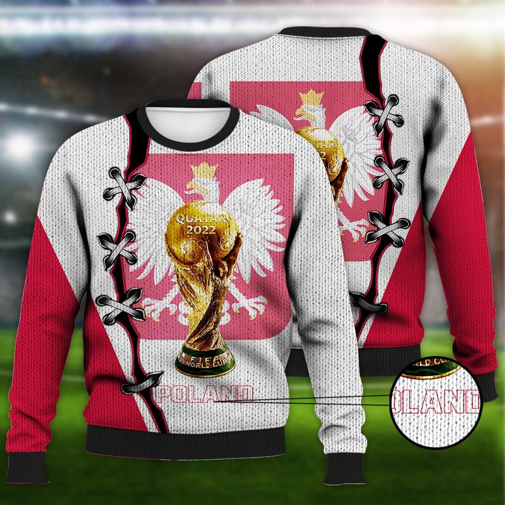 Poland Flag National Soccer Team, Poland World Cup 2022 3D Sweater