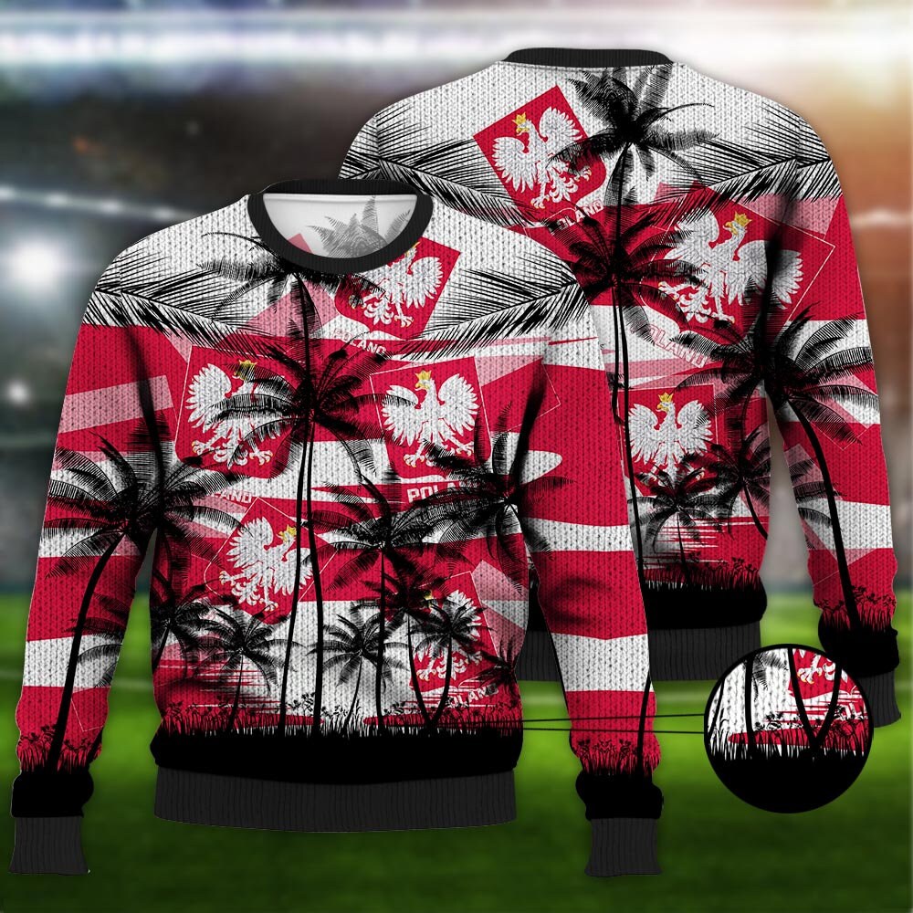 Poland Coconut Pattern Hawaiian Soccer Team, Poland World Cup 2022 3D ...