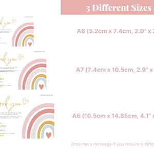 Boho Rainbow Thank You Cards Template Design for Small - Etsy