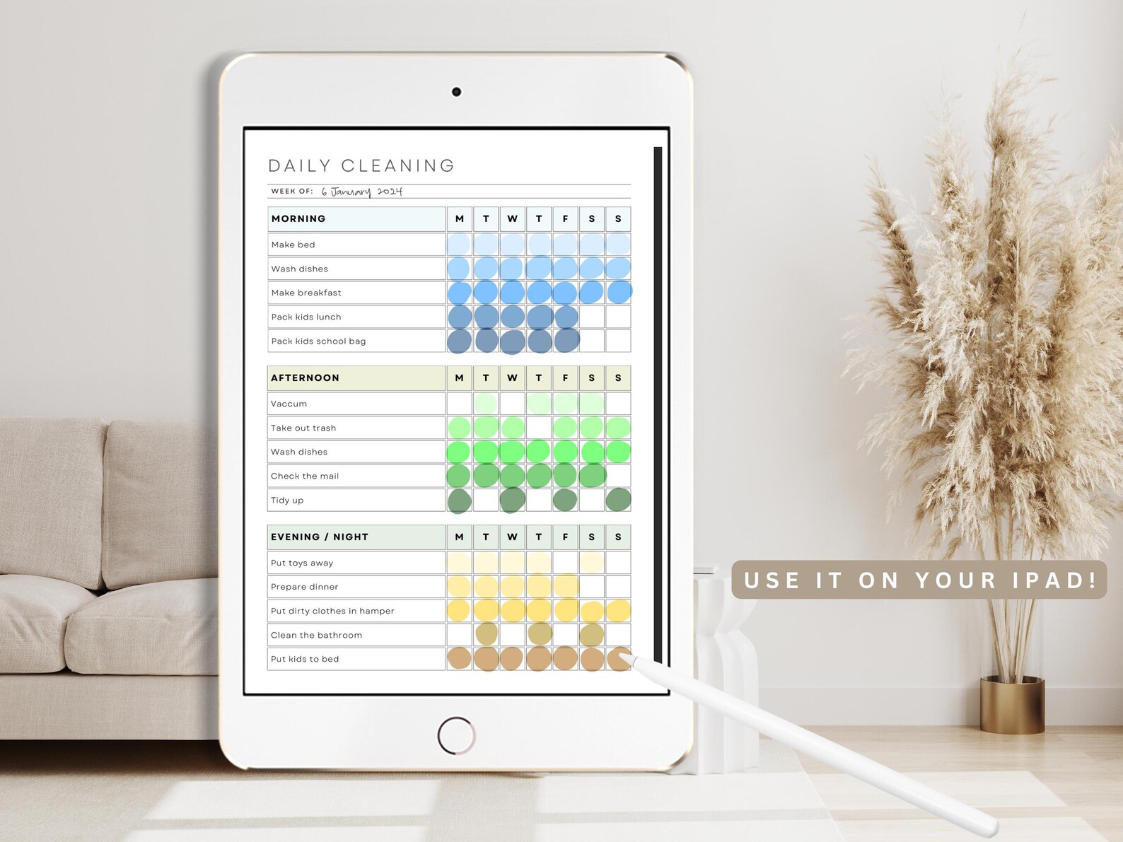 PRINTABLE Daily/weekly Cleaning Journal Tracker Chore Chart Family ...