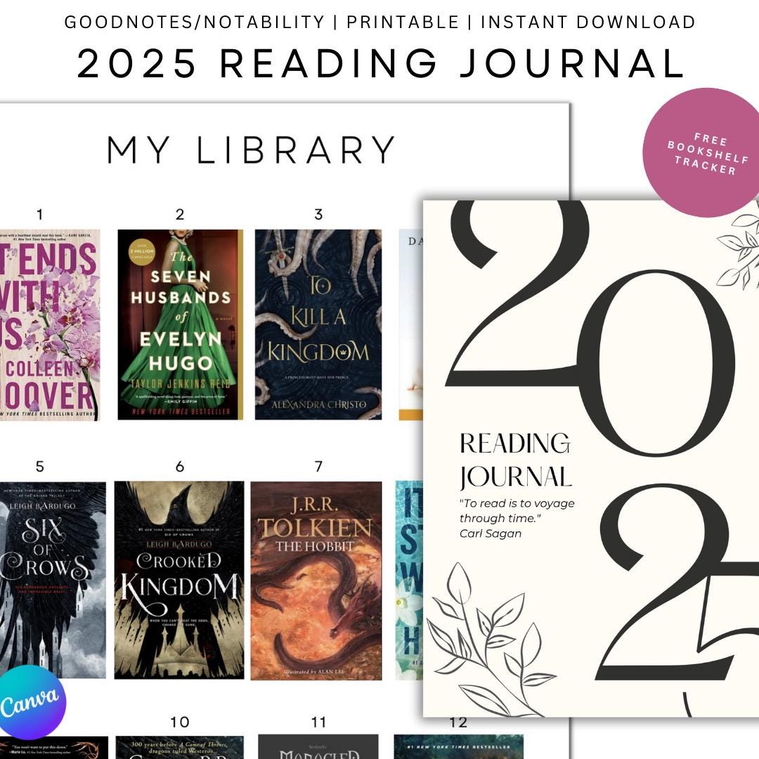 2025 FULL Reading Journal Printable/35 Pages Digital Book Reading ...