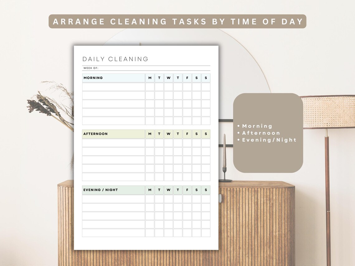 PRINTABLE Daily/weekly Cleaning Journal Tracker Chore Chart Family ...