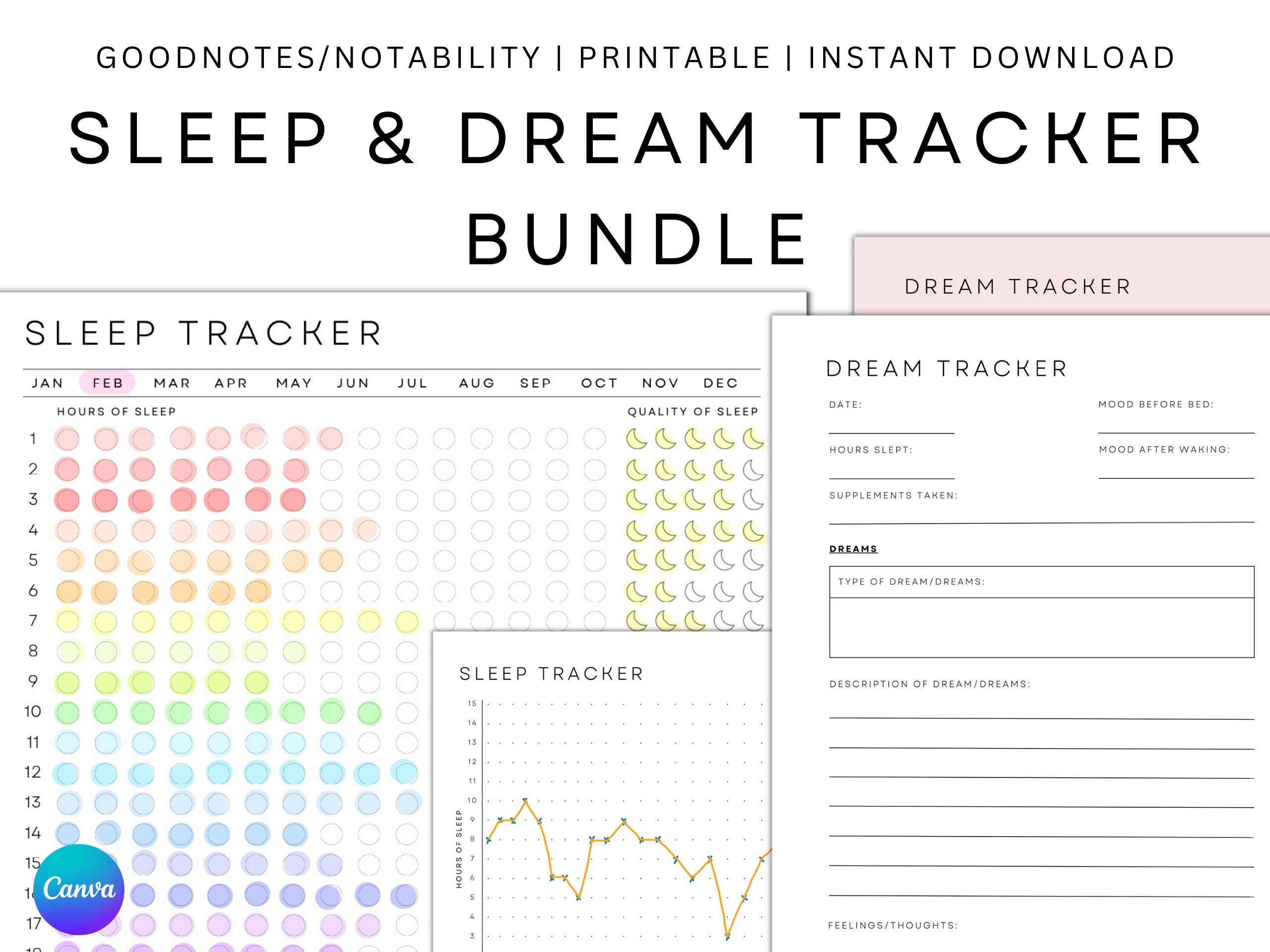 Sleep & Dream Tracker Printable/dream Analysis/sleep Log/dream Diary ...