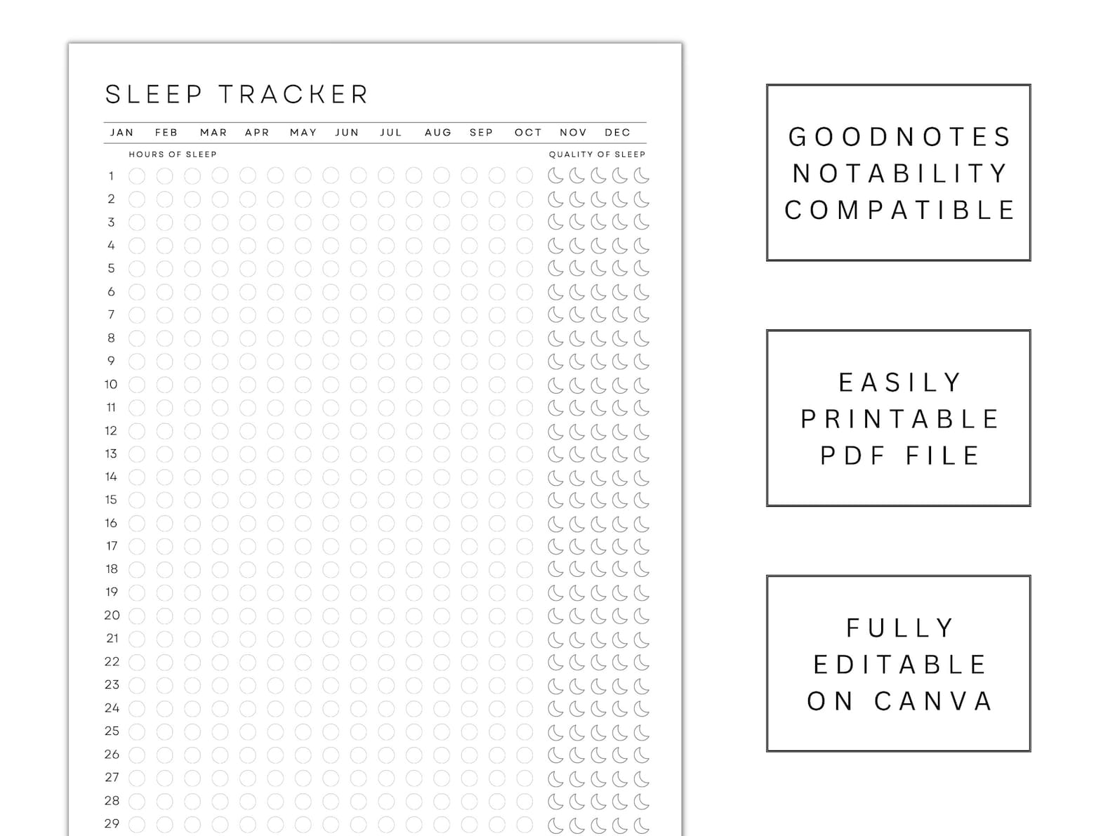 Sleep Tracker Printable/sleep Habit Tracker Planner Insert/daily ...