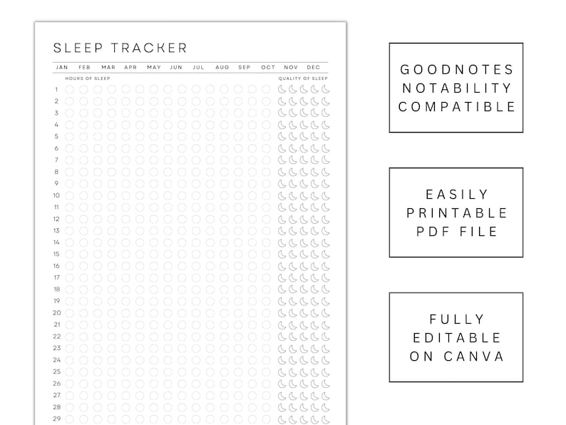 Sleep Tracker Printable/sleep Habit Tracker Planner Insert/daily ...