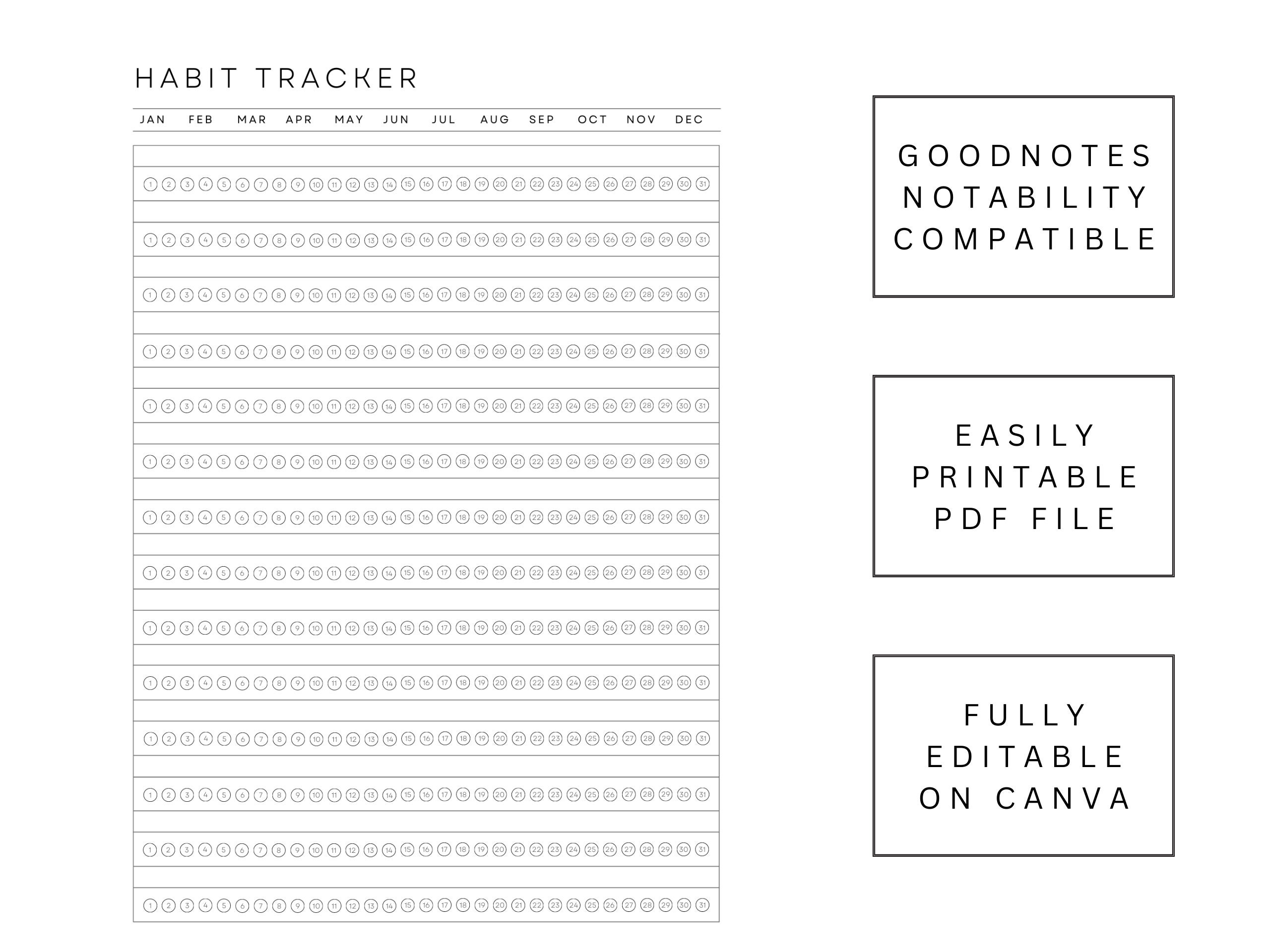 Minimal Everyday Habit Tracker Daily Printable Template/goodnotes ...