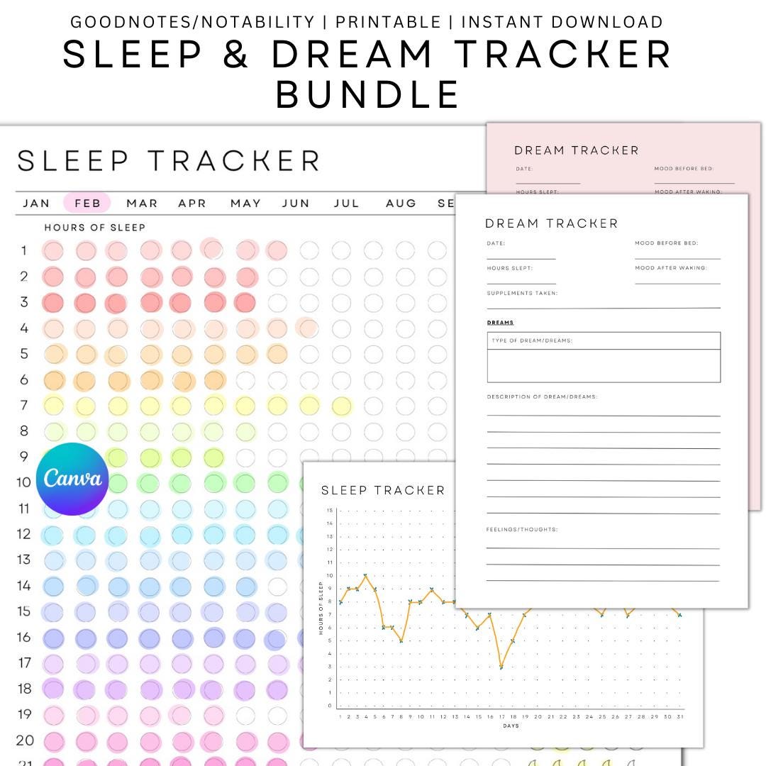 Sleep & Dream Tracker Printable/dream Analysis/sleep Log/dream Diary ...