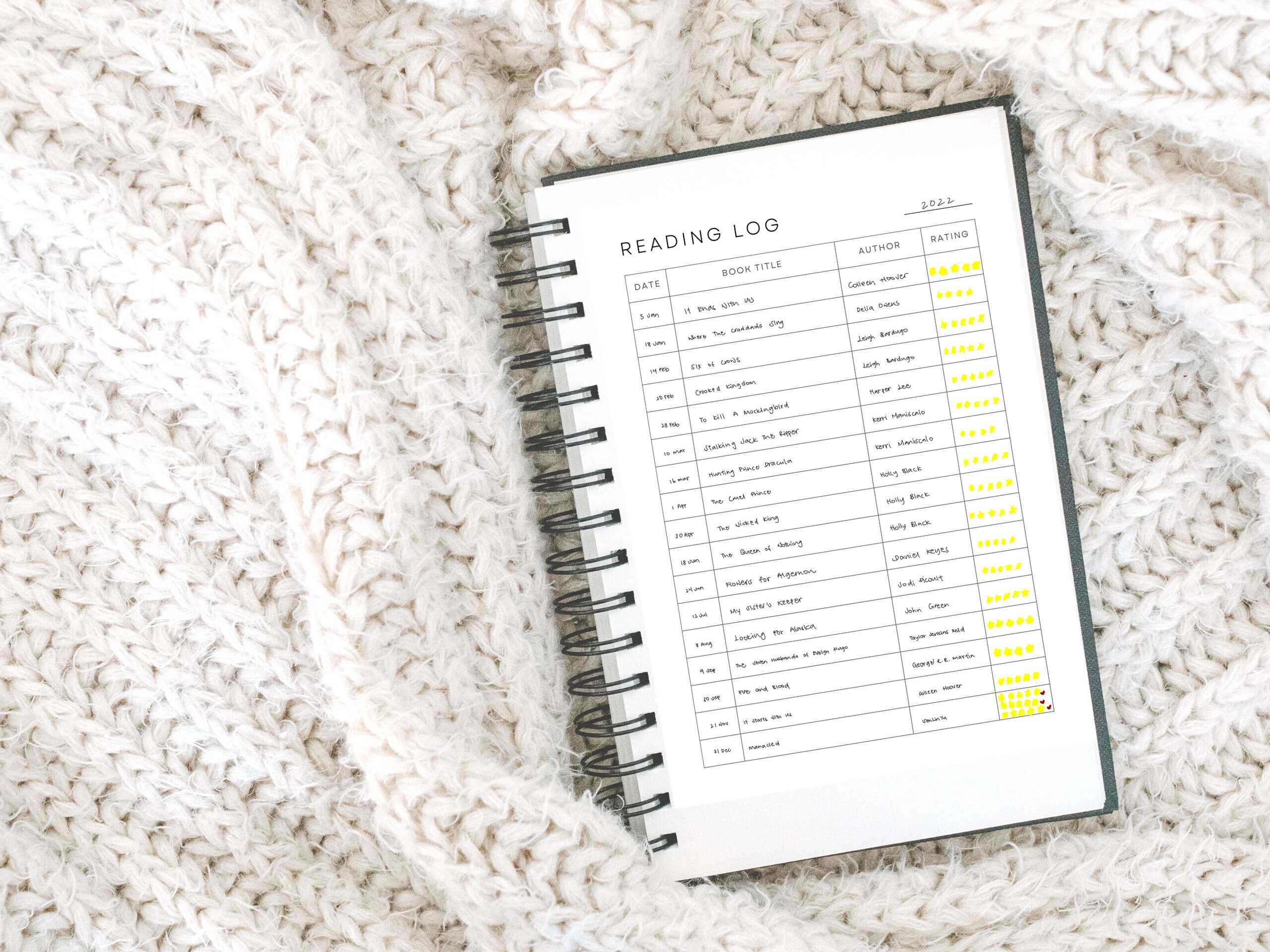 Reading Log Book Tracker Printable/monthly & Yearly Reading Journal ...