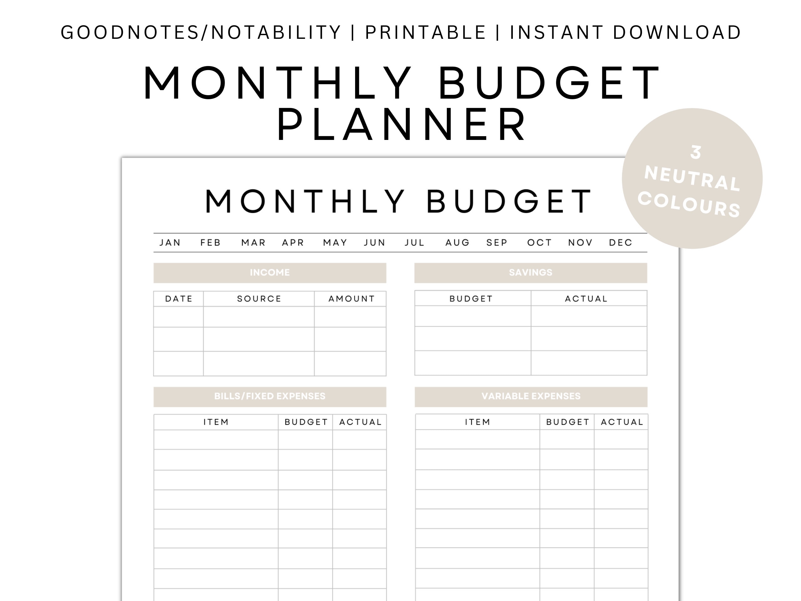 Monthly Budget Overview Planner Printable Template/budget Binder ...