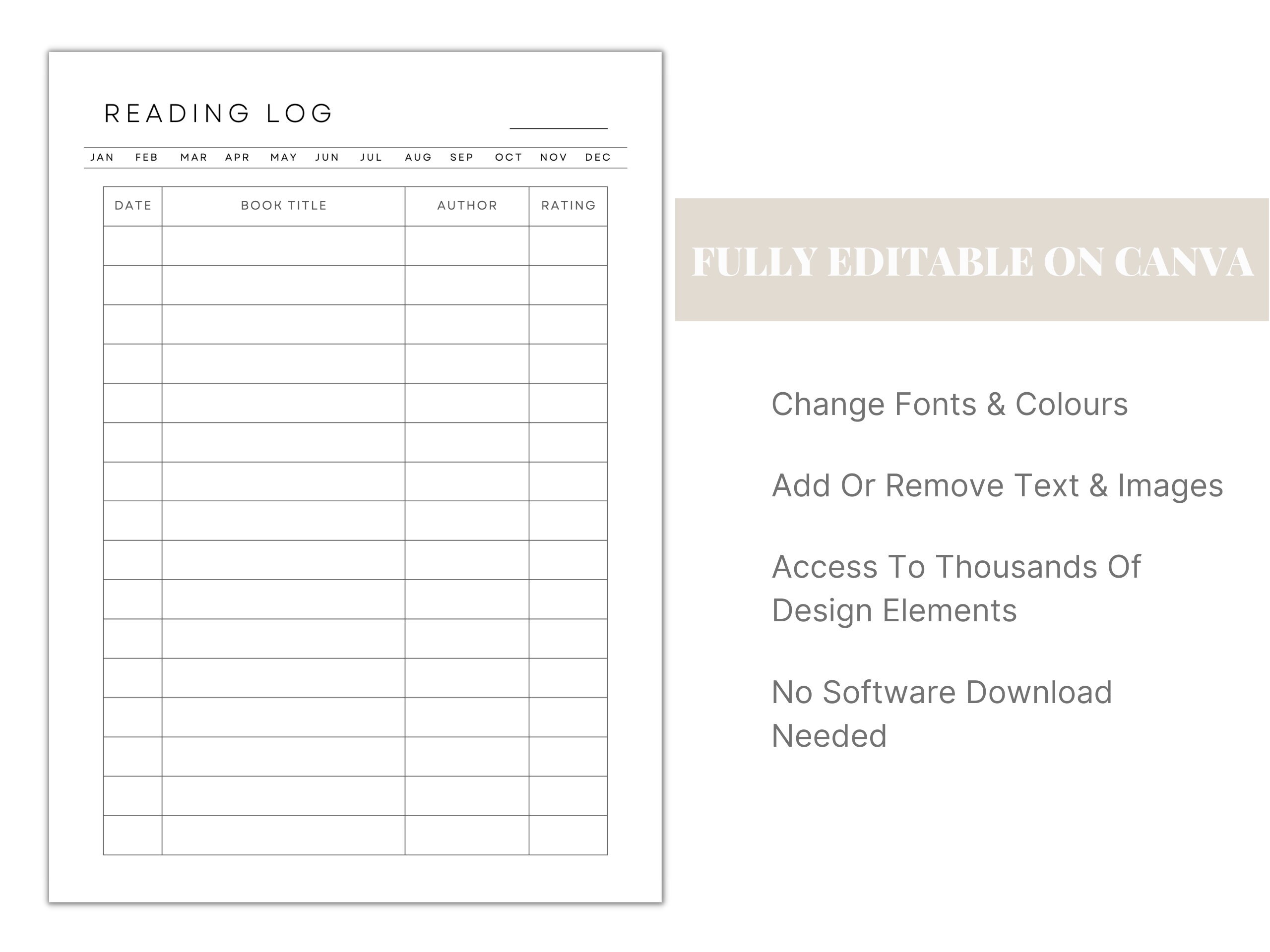 Reading Log Book Tracker Printable/monthly & Yearly Reading Journal ...