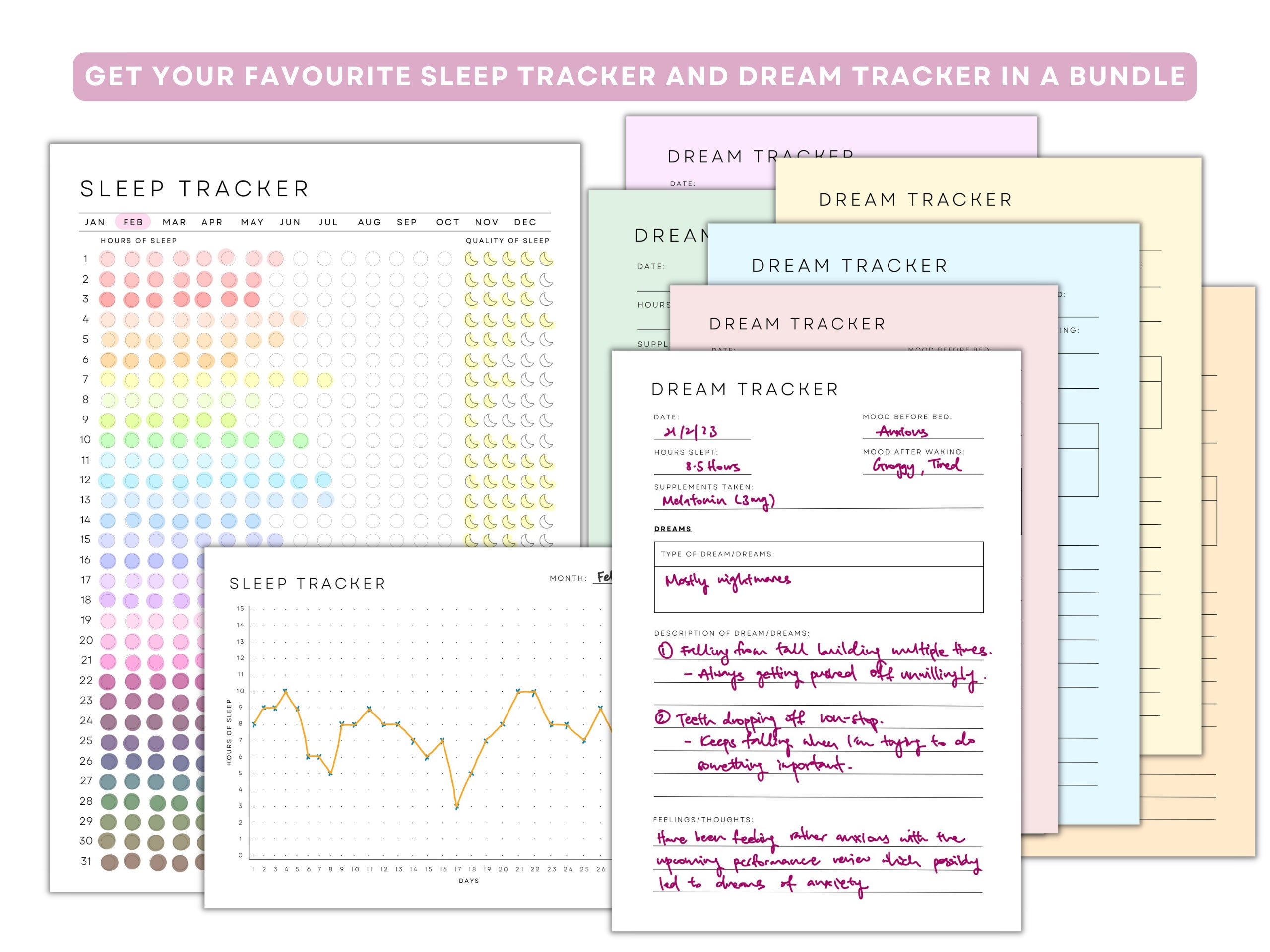 Sleep & Dream Tracker Printable/dream Analysis/sleep Log/dream Diary ...