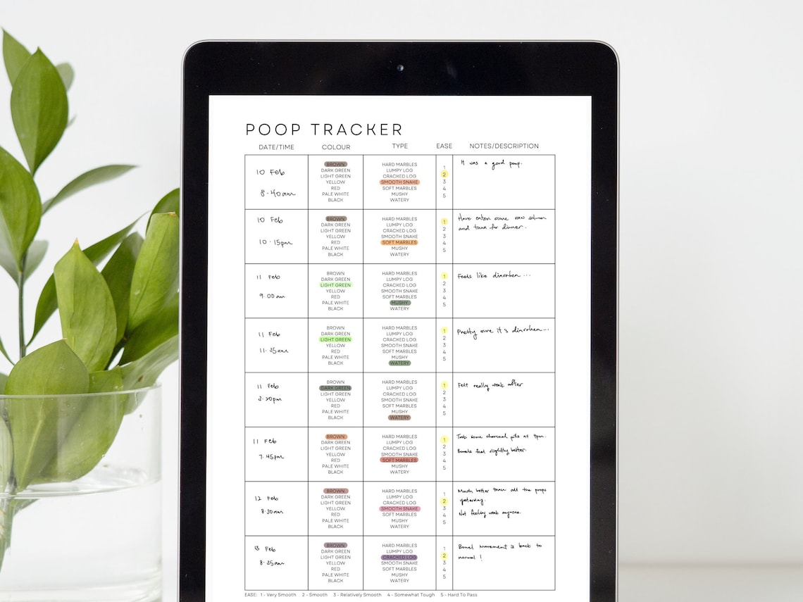 Poop Tracker Printable Sheets/bowel Movement Journal Planner/ibs Celiac ...