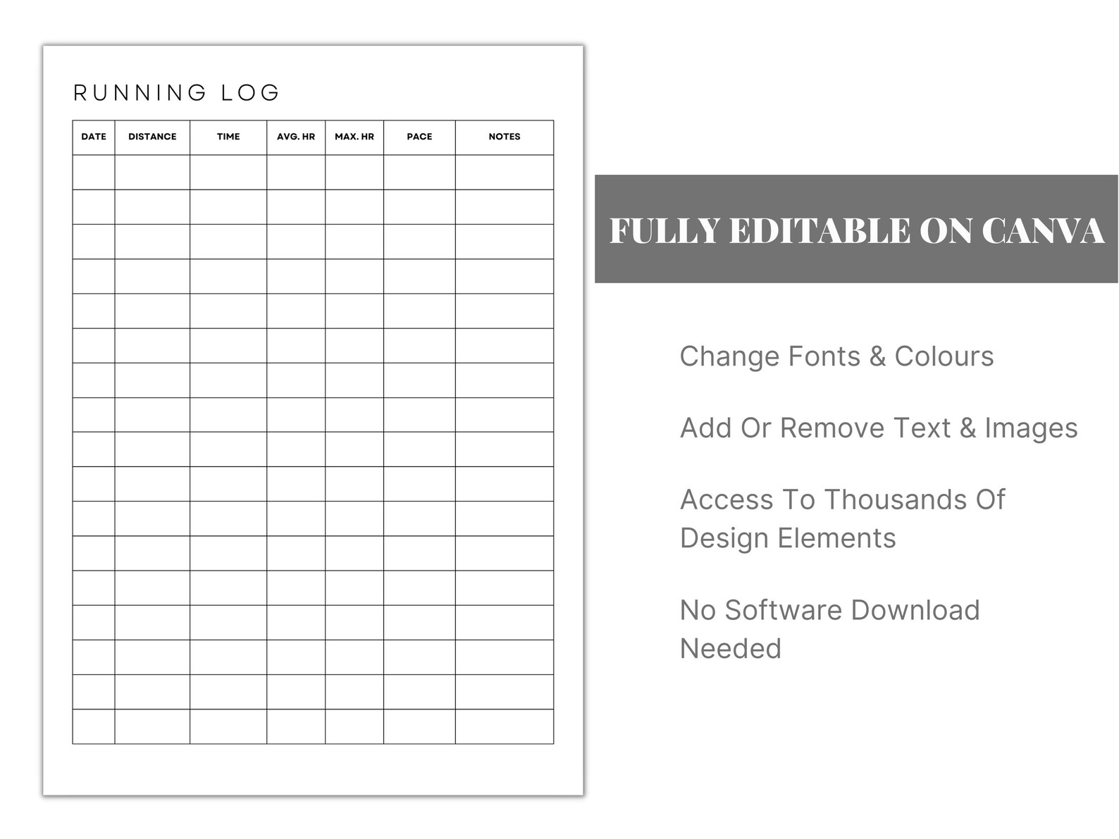 Minimalistic Running Log Printable Tracker/daily, Monthly & Yearly ...