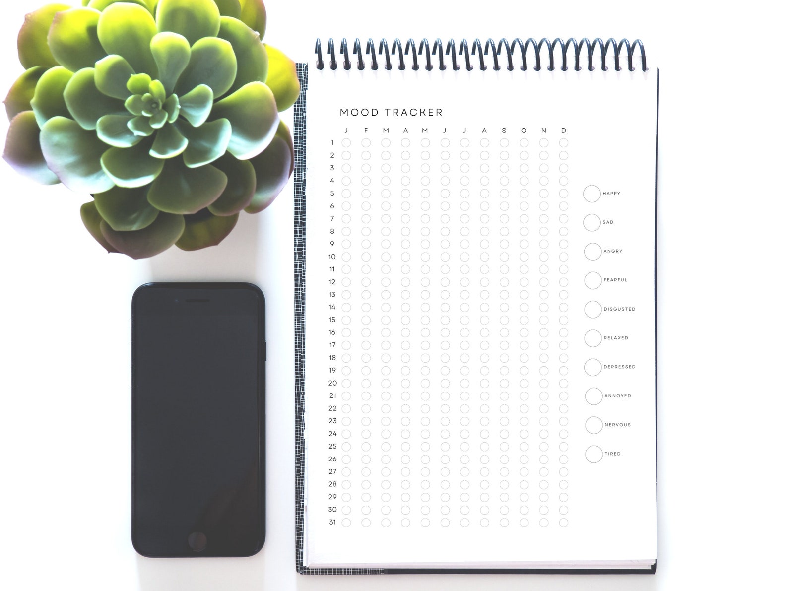 Daily Mood Tracker Printable, Minimalistic Monthly & Yearly Mood ...