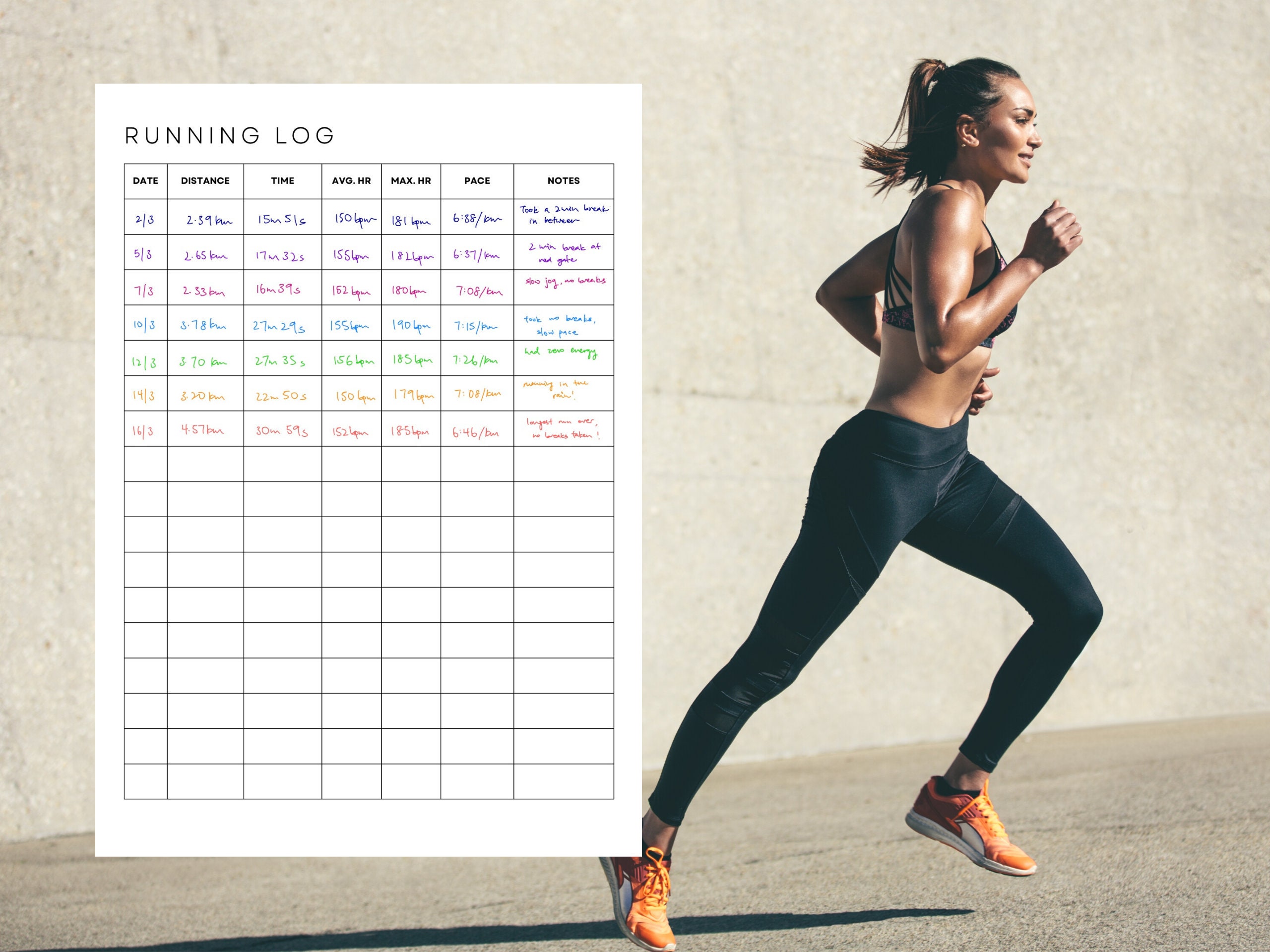 Minimalistic Running Log Printable Tracker/daily, Monthly & Yearly ...