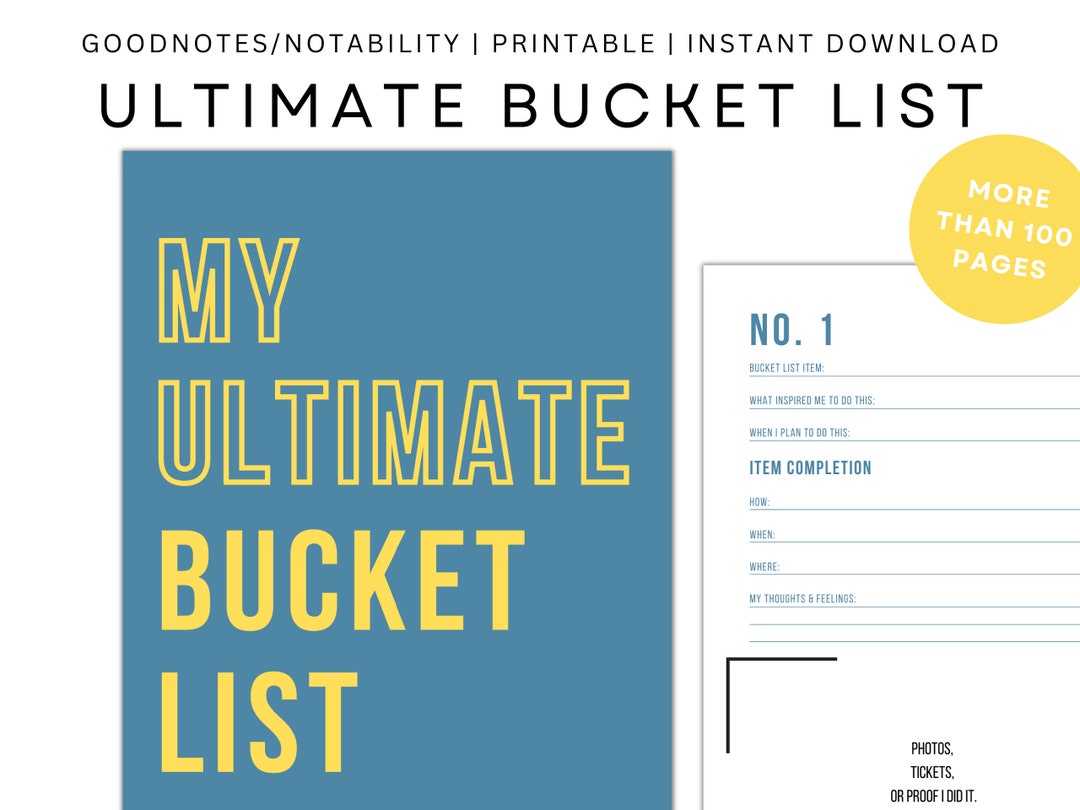 ULTIMATE Bucket List Printable Planner Journal, Life Goals Travel ...