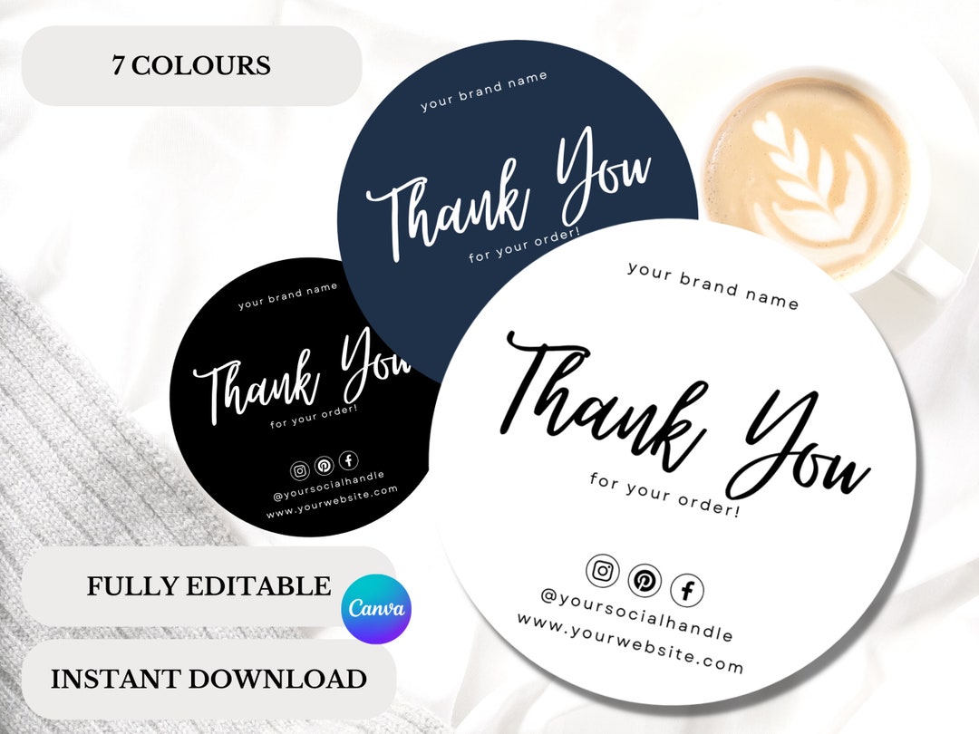 Minimalistic Thank You Sticker Small Business Template Labels/canva ...