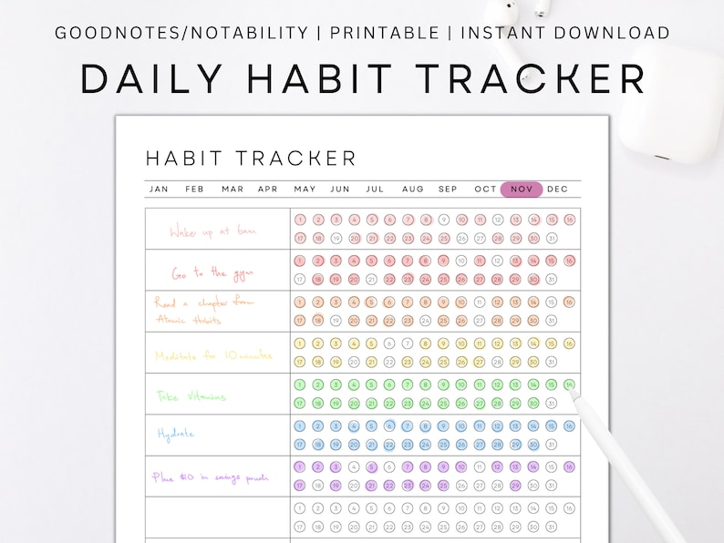 Minimalistic Daily Habit Tracker Printable/everyday Habit Tracker ...