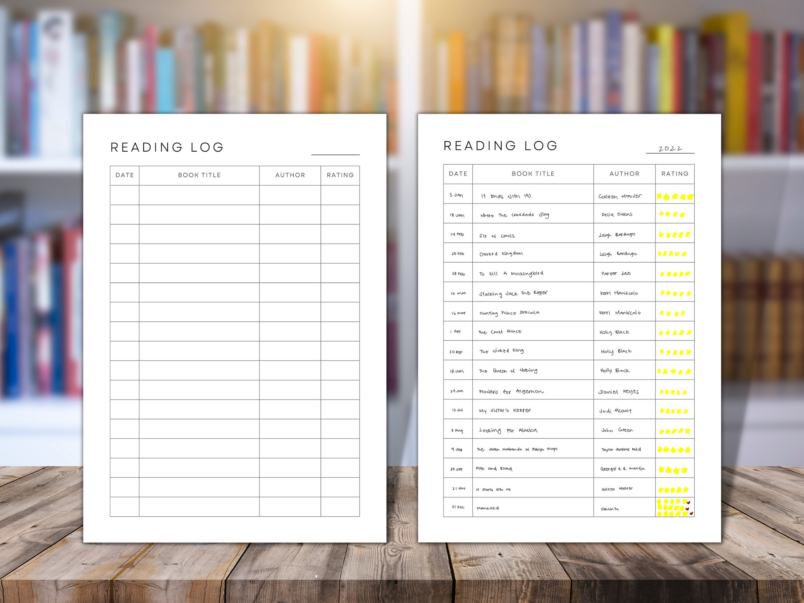 Reading Log Book Tracker Printable/monthly & Yearly Reading Journal ...
