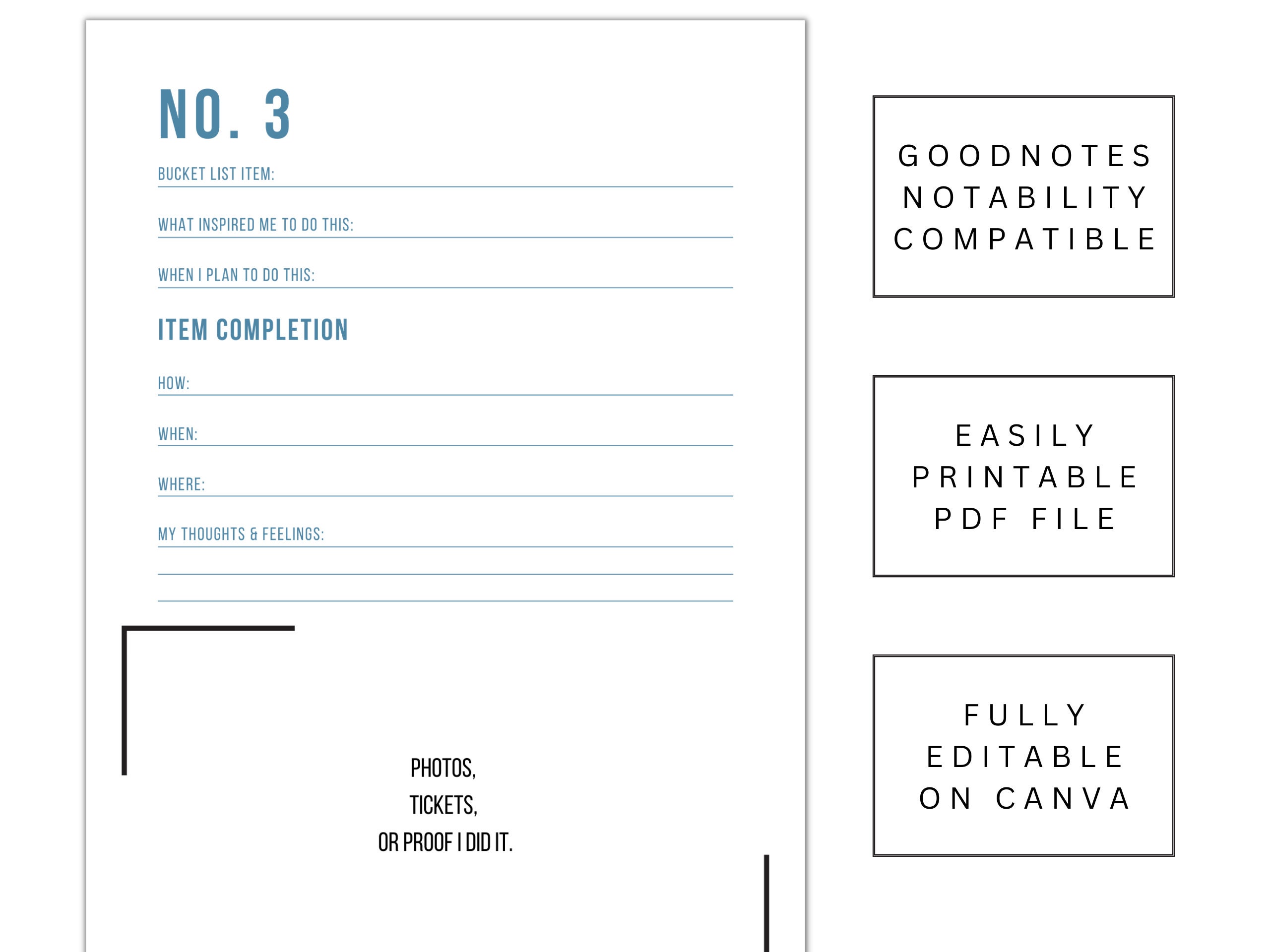 ULTIMATE Bucket List Printable Planner Journal, Life Goals Travel ...