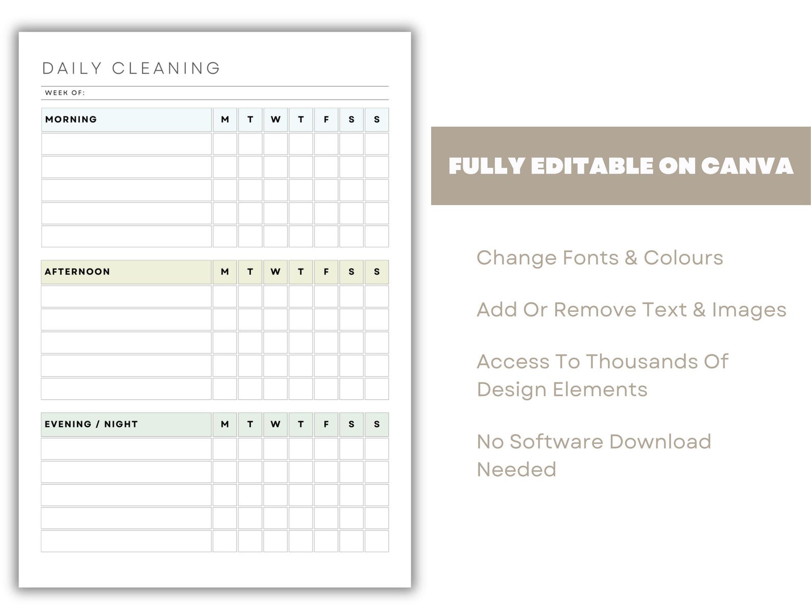 PRINTABLE Daily/weekly Cleaning Journal Tracker Chore Chart Family ...
