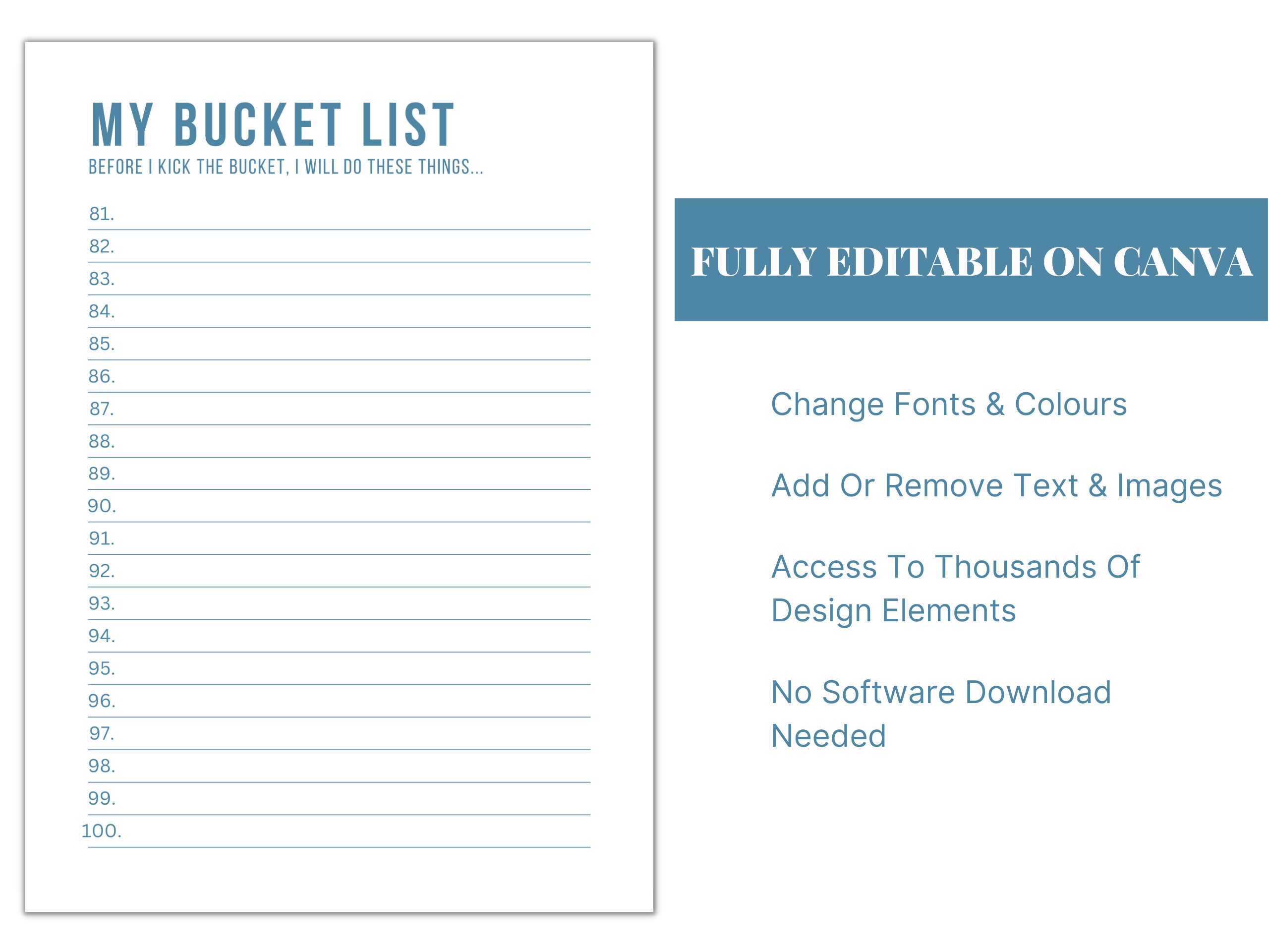 ULTIMATE Bucket List Printable Planner Journal, Life Goals Travel ...