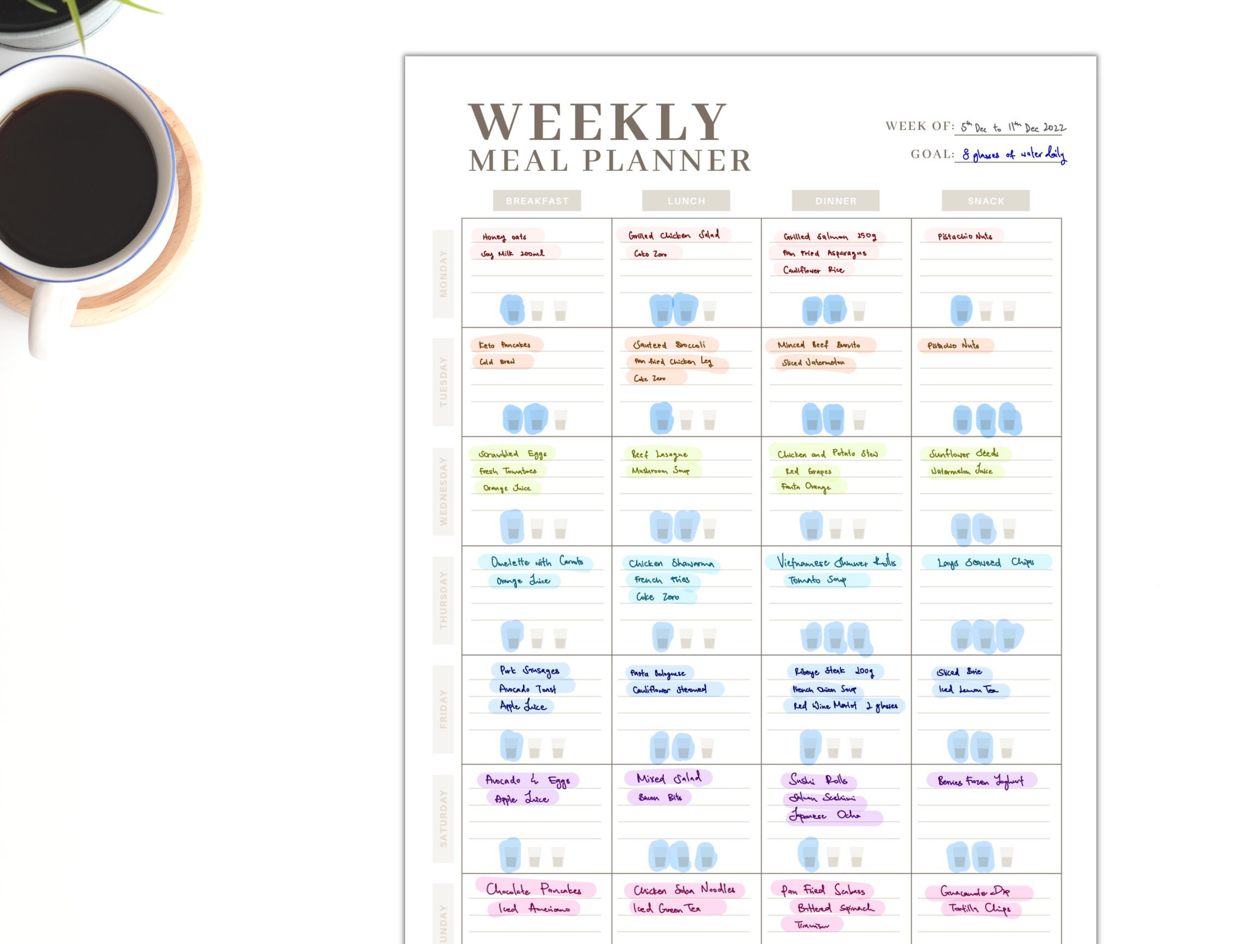Weekly Meal Planner Minimalist FREE Groceries List, Digital Meal ...