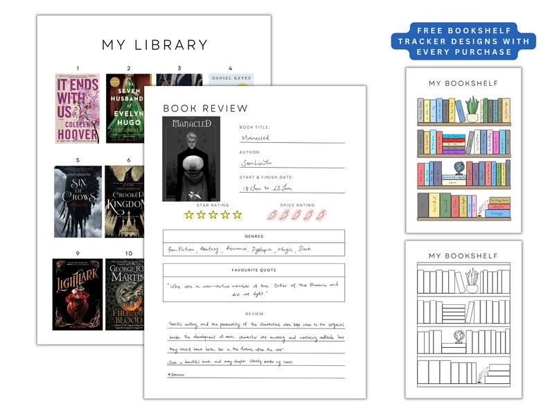 2025 FULL Reading Journal Printable/35 Pages Digital Book Reading ...