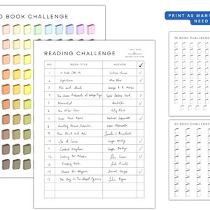 9 Reading Challenge Printables/book Reading Goal Tracker/100 Books ...