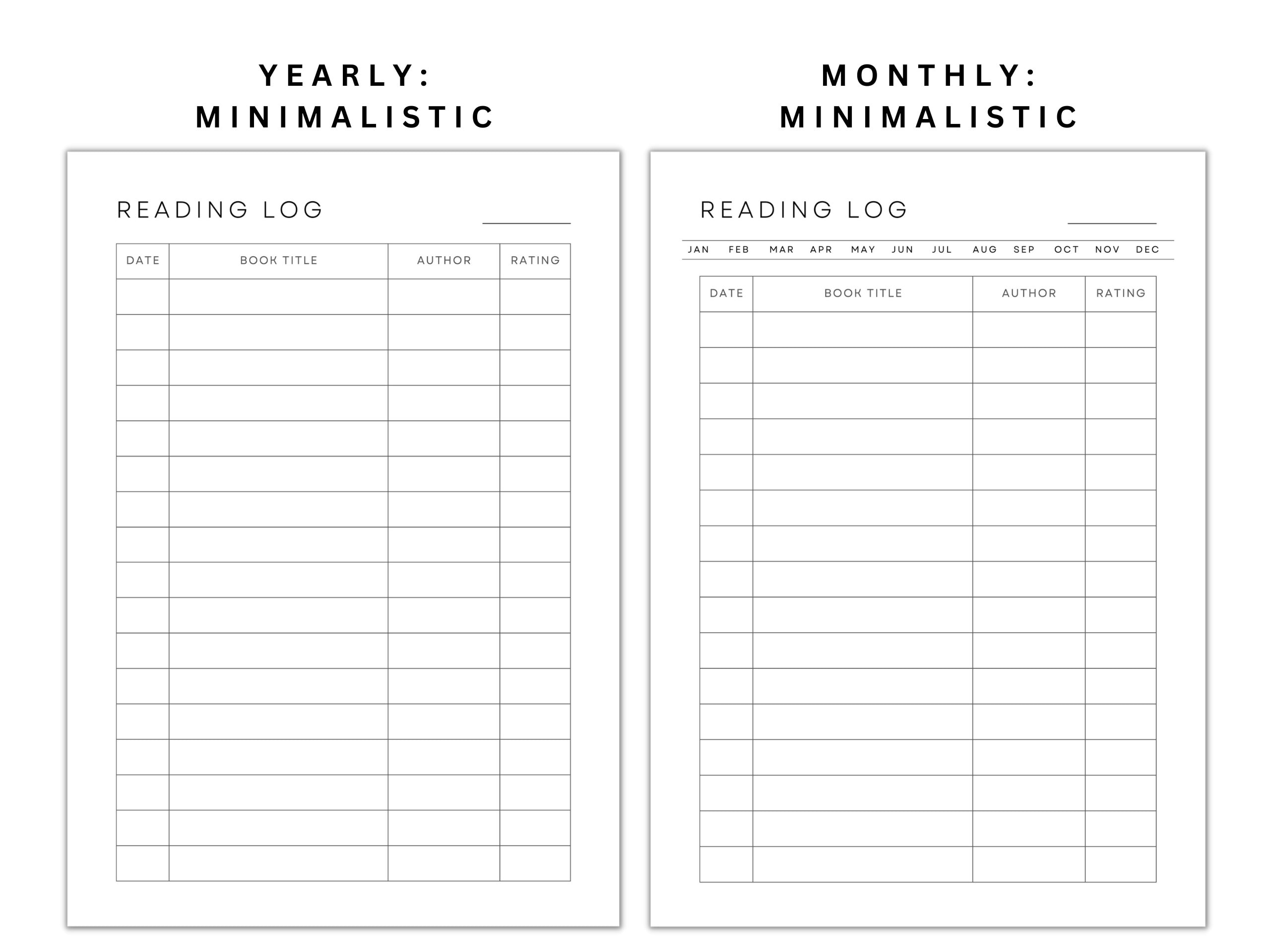Reading Log Book Tracker Printable/monthly & Yearly Reading Journal ...