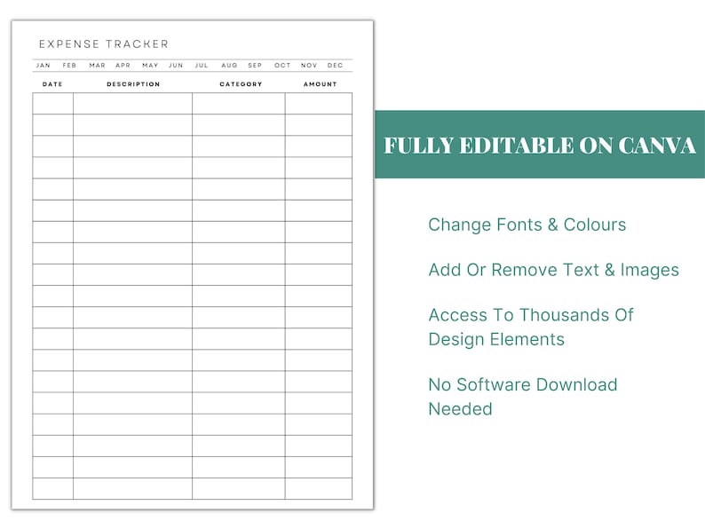 Monthly Expense Tracker Printable/minimalistic Finance Budget Planner ...
