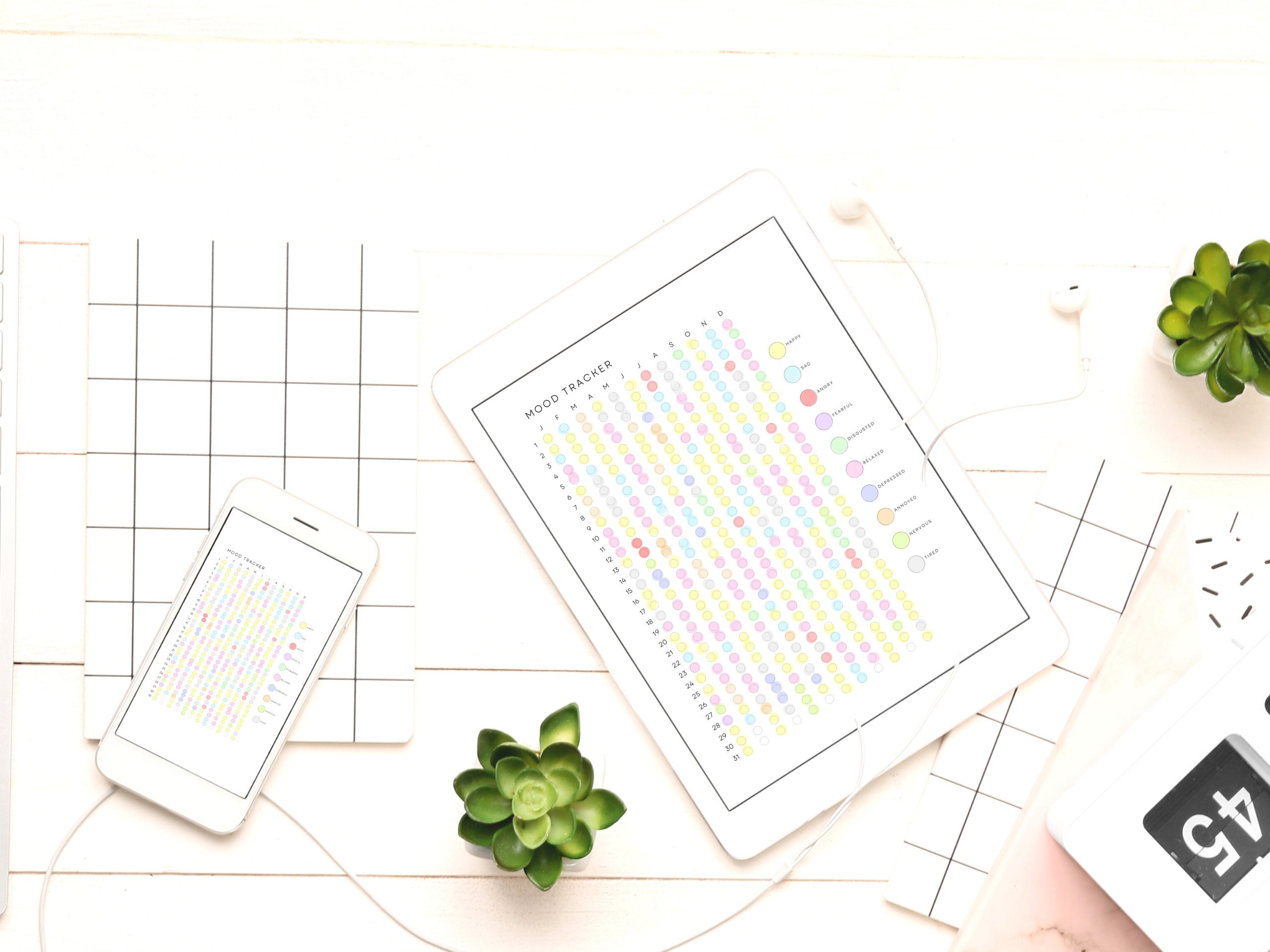 Daily Mood Tracker Printable, Minimalistic Monthly & Yearly Mood ...