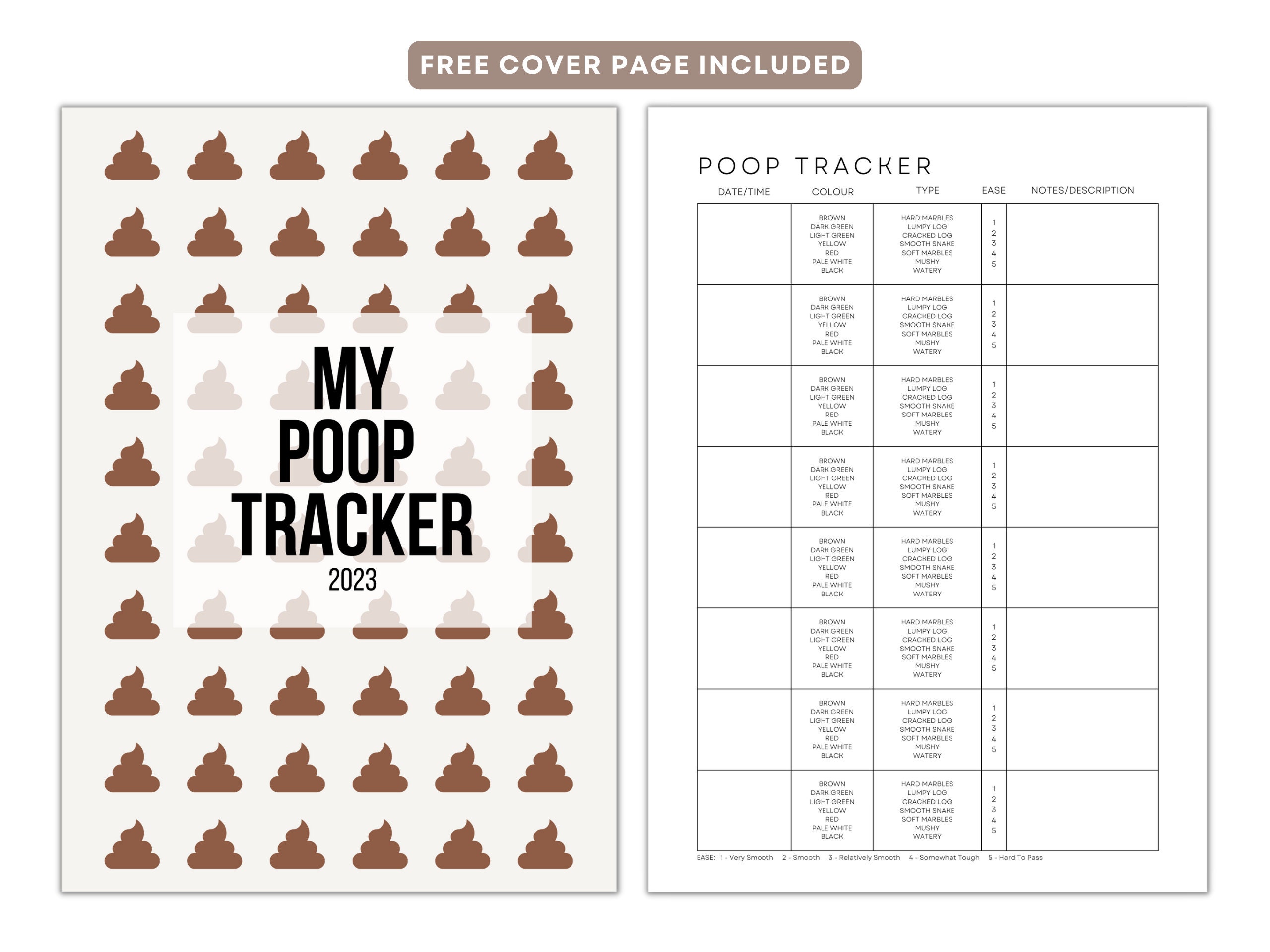 Poop Tracker Printable Sheets/bowel Movement Journal Planner/ibs Celiac ...