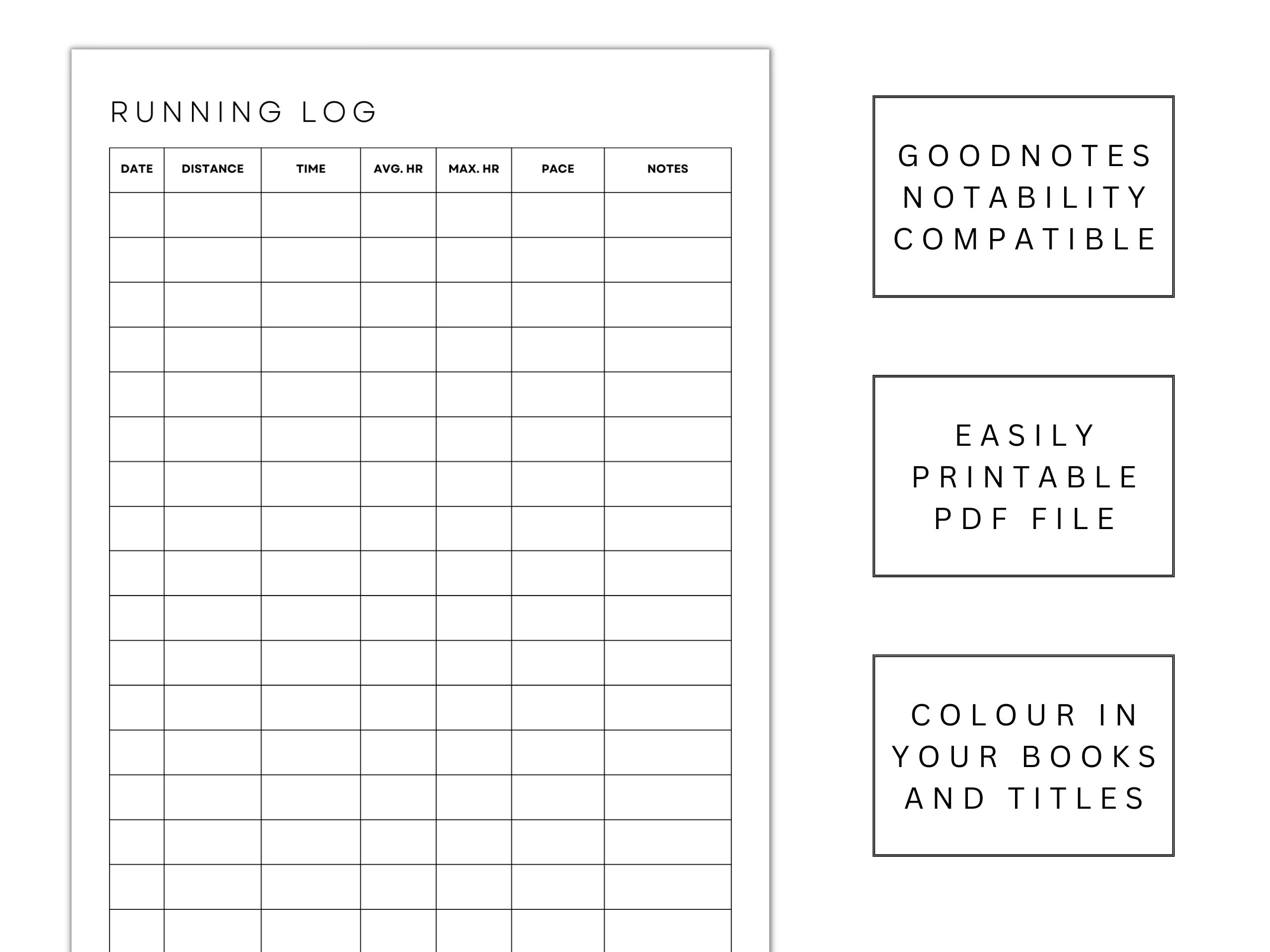 Minimalistic Running Log Printable Tracker/daily, Monthly & Yearly ...
