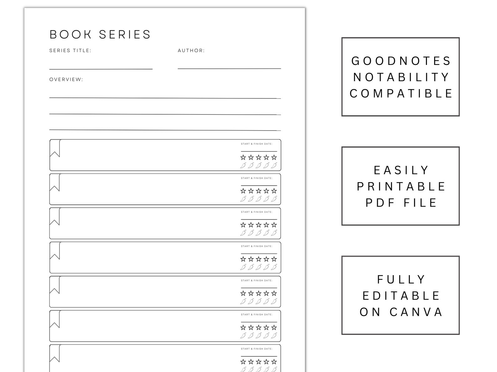 2025 FULL Reading Journal Printable/35 Pages Digital Book Reading ...