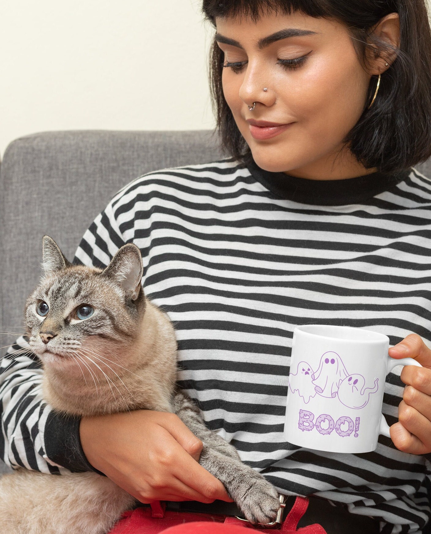 Halloween Ghost Boo! Coffee Tea Mug 11 Oz White Ceramic | Gift for Her ...