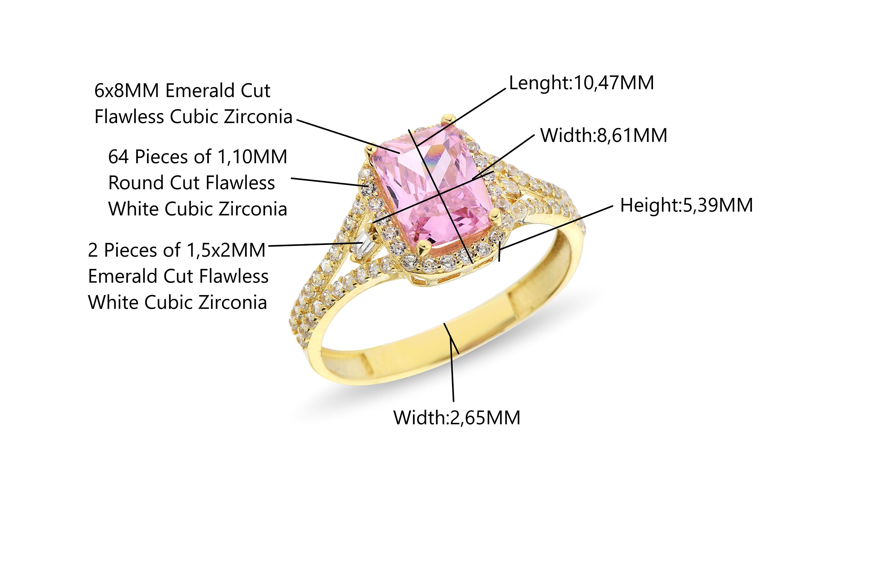 14K Solid Gold Vintage Style Pink Tourmaline Engagement Ring for Women ...