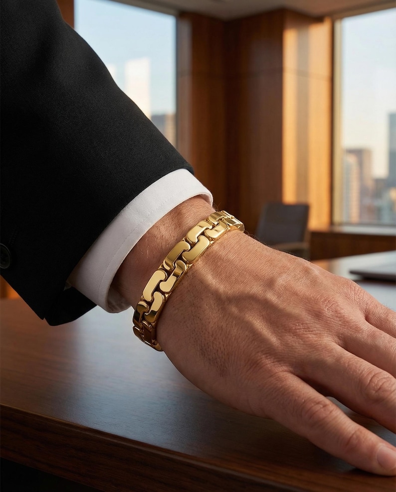 14K Solid Gold Mariner Link Bracelet: 9mm Nautical Chain, Navi Ocean ...