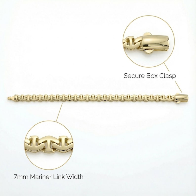 14K Solid Gold Mariner Anchor Link Bracelet – Nautical Men's Jewelry ...