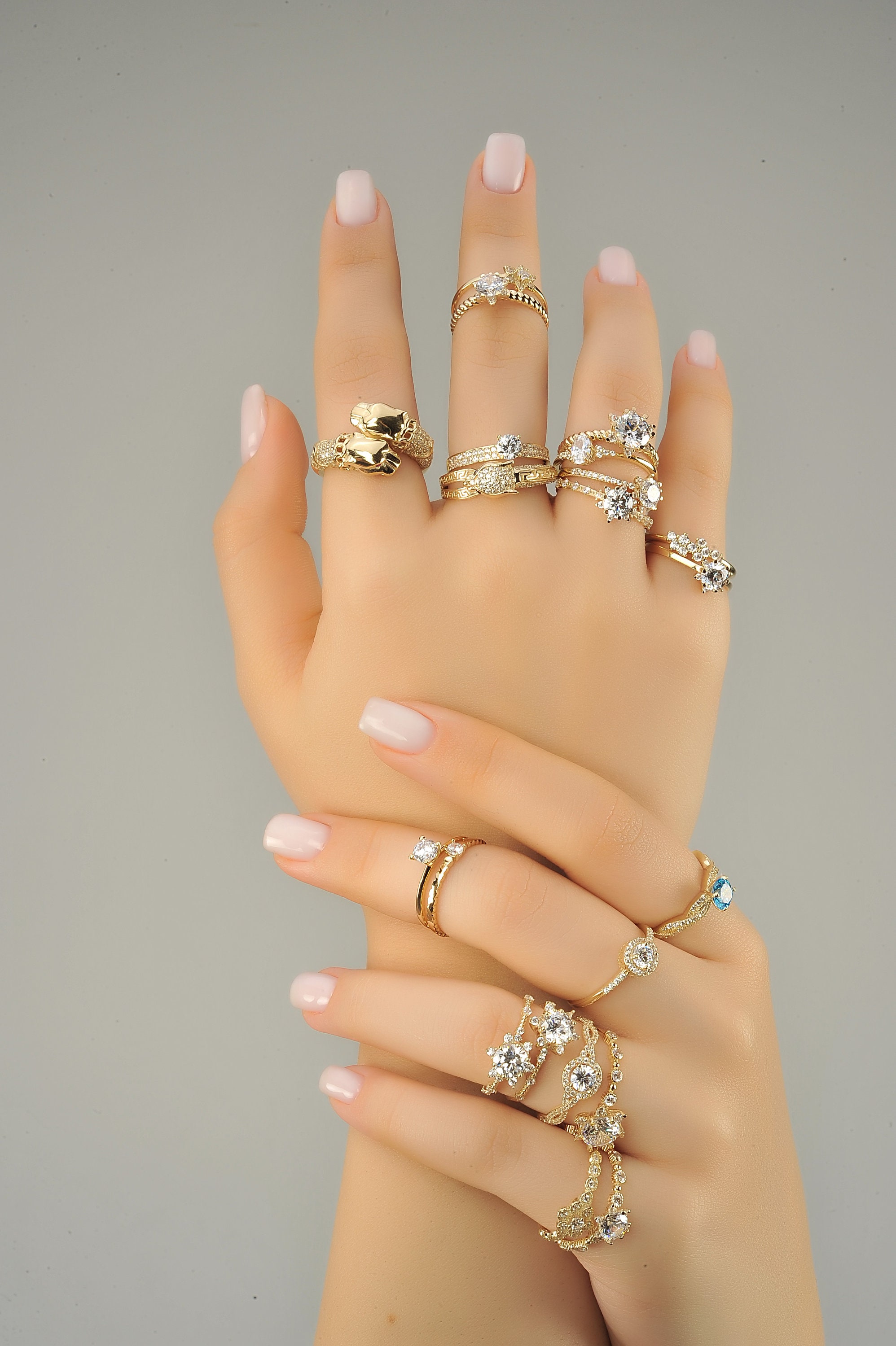 14K Solid Gold Flower Gemstone Ring for Her, Floral Half Eternity ...