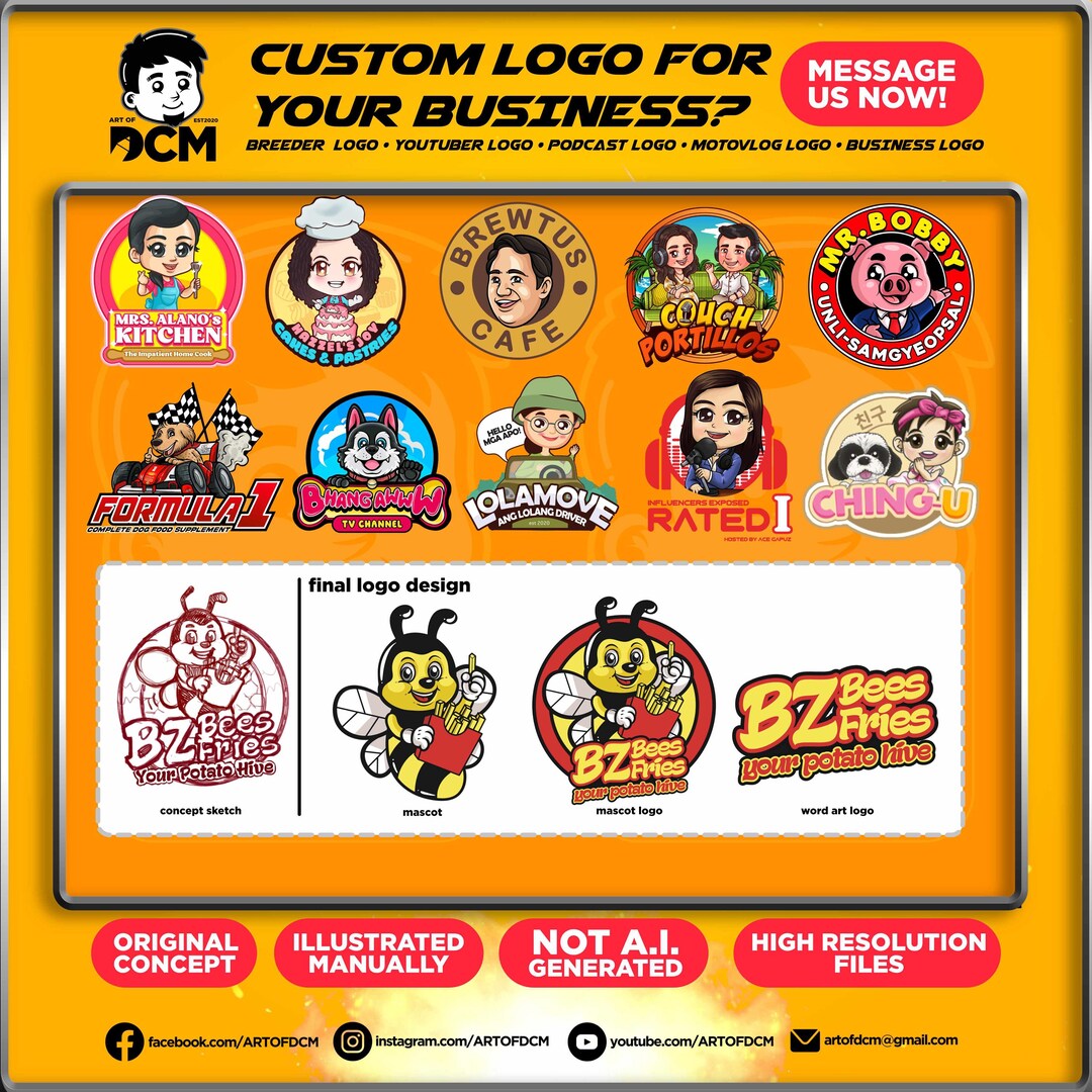 Custom Business Logo, Mascot Logo - Etsy