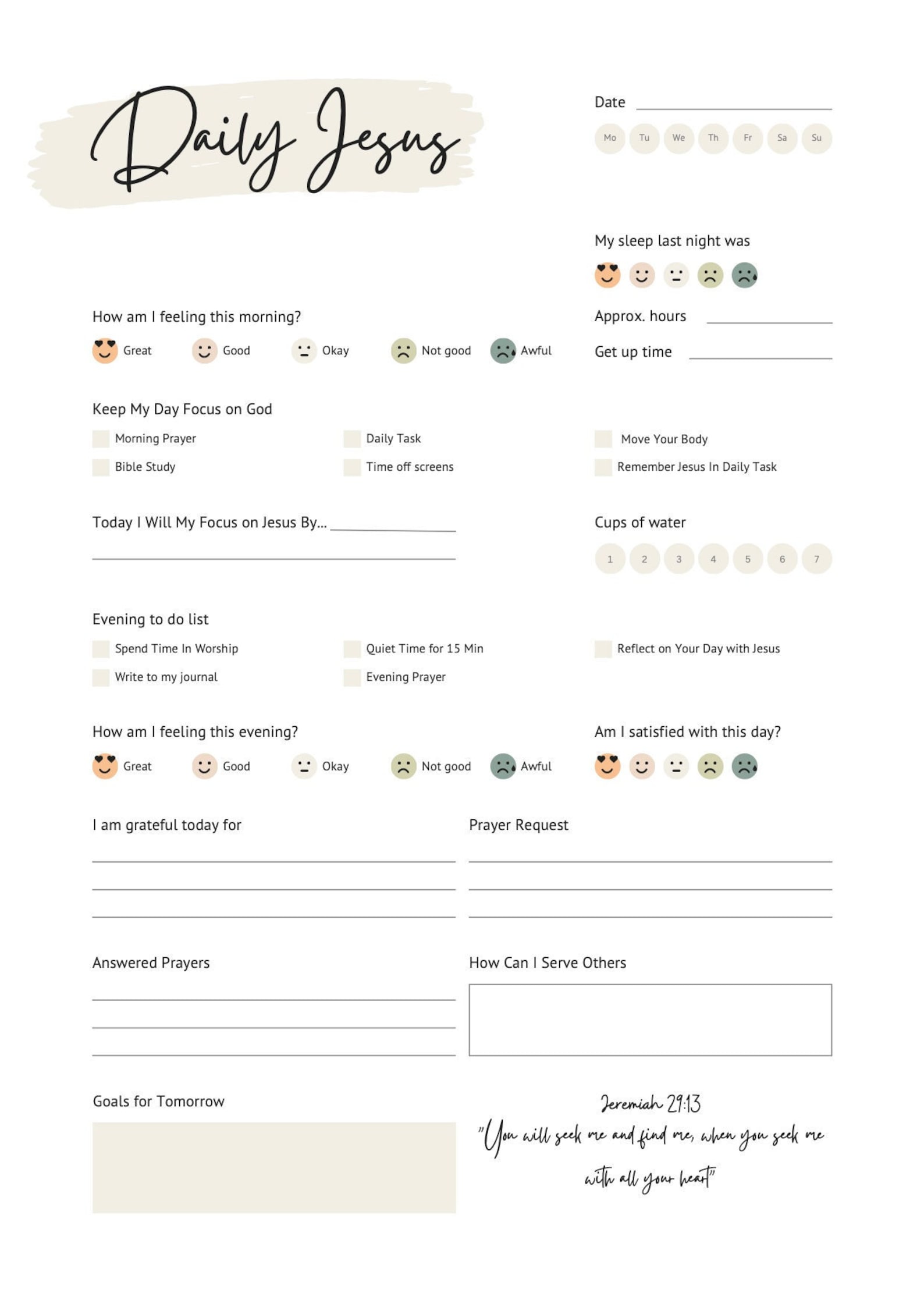 Daily Jesus Tracker - Etsy