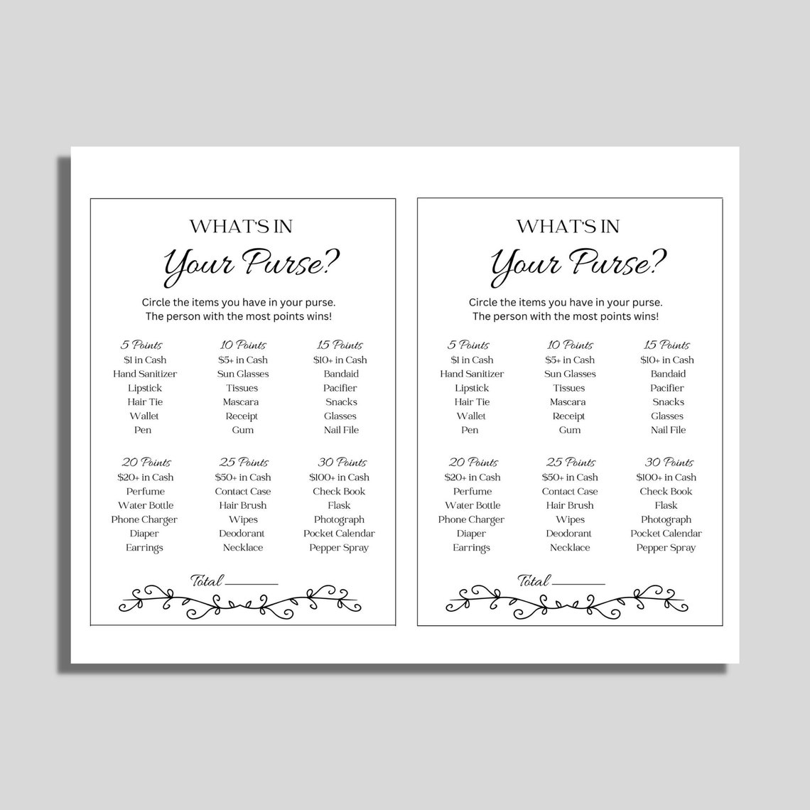 What's in Your Purse, Baby Shower Game, Digital Download, Printable ...