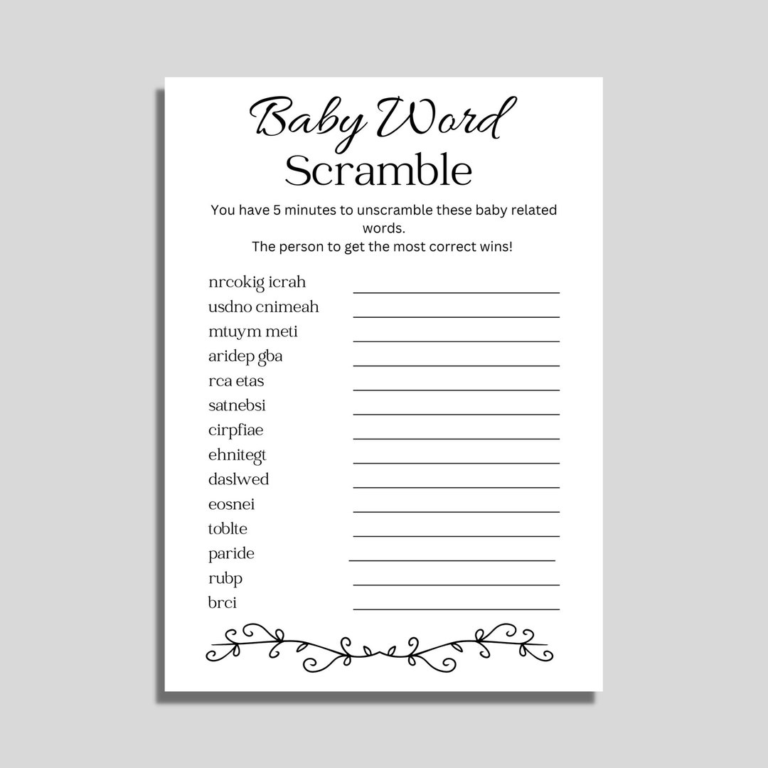 Baby Word Scramble Baby Shower Game Gender Neutral Digital Etsy baby-word-scramble-baby-shower-game-gender-neutral-digital-etsy