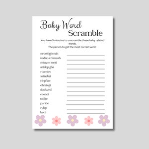 Baby Word Scramble, Baby Shower Game, Digital Download, Printable ...