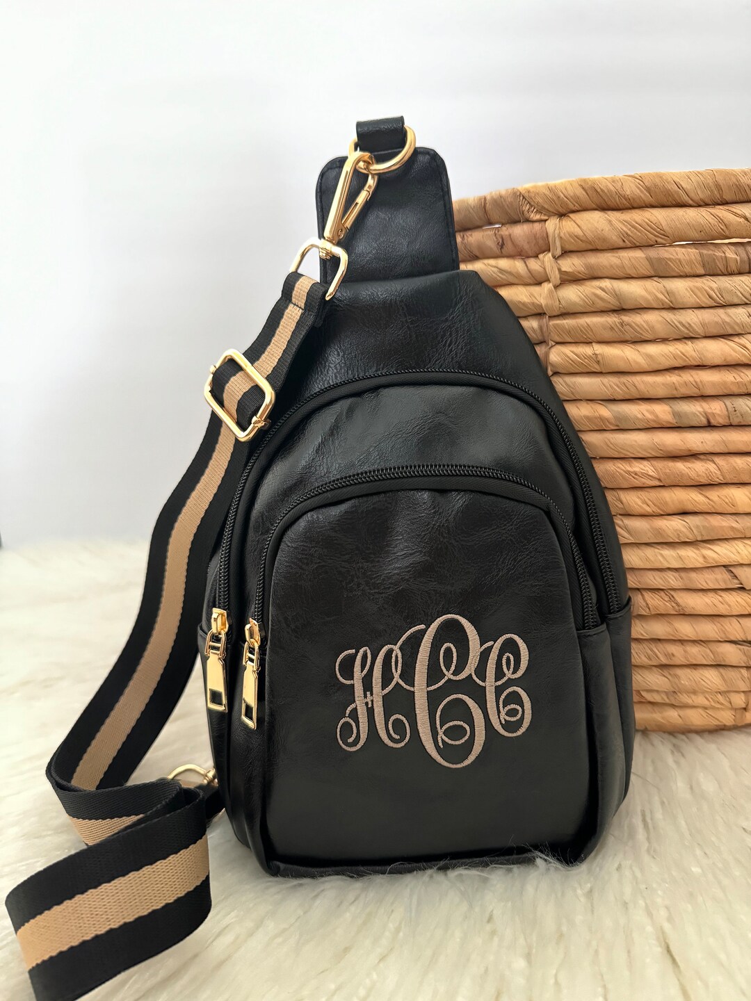 Personalized Sling Bag, Travel Purse Crossbody, Vegan Leather Bag ...